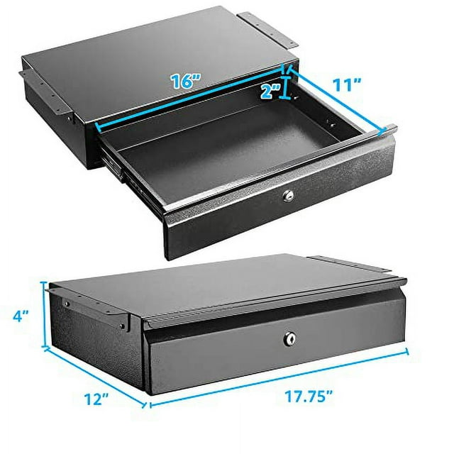 POCHAR 17.75-Inch Steel Under Desk Drawer with Lock and Keys - Lockable ...