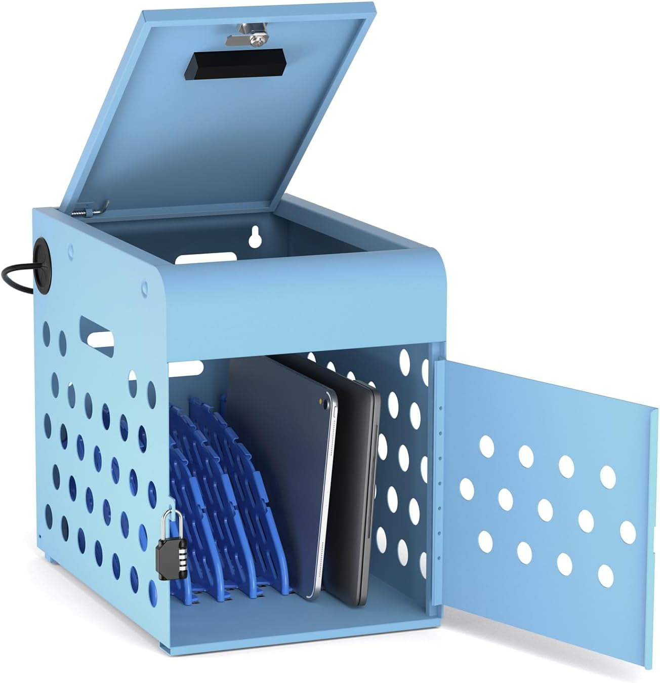 POCHAR 8-Device Chromebook Charging Cabinet for Classroom - Laptop Lock Box for iPad Tablet Fits ...