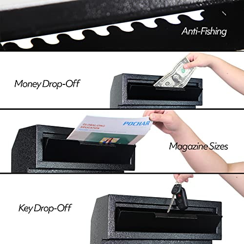 POCHAR Heavy Duty Door Drop Box - 12'' x 4.25'' x 15'' Through-The-Door ...