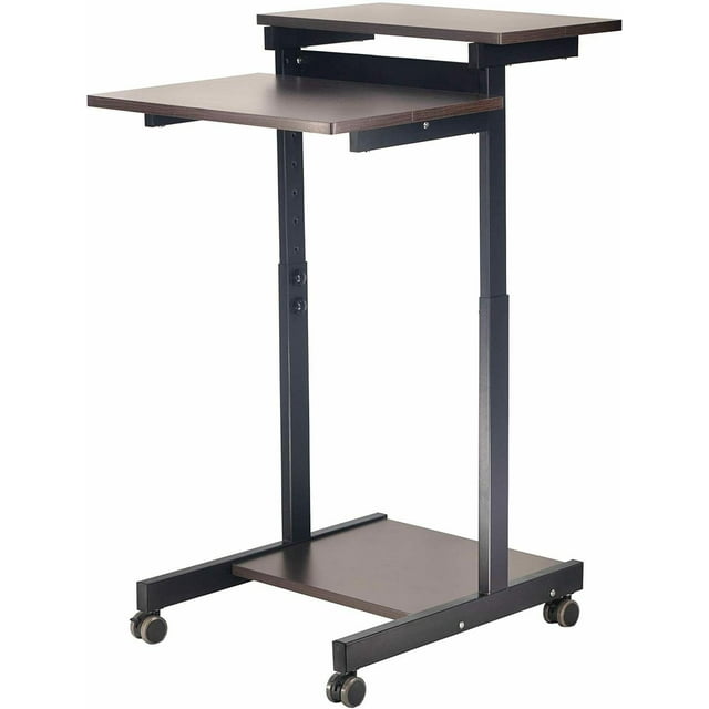 POCHAR Adjustable Mobile Computer Desk - Sit-Stand, Black Frame ...