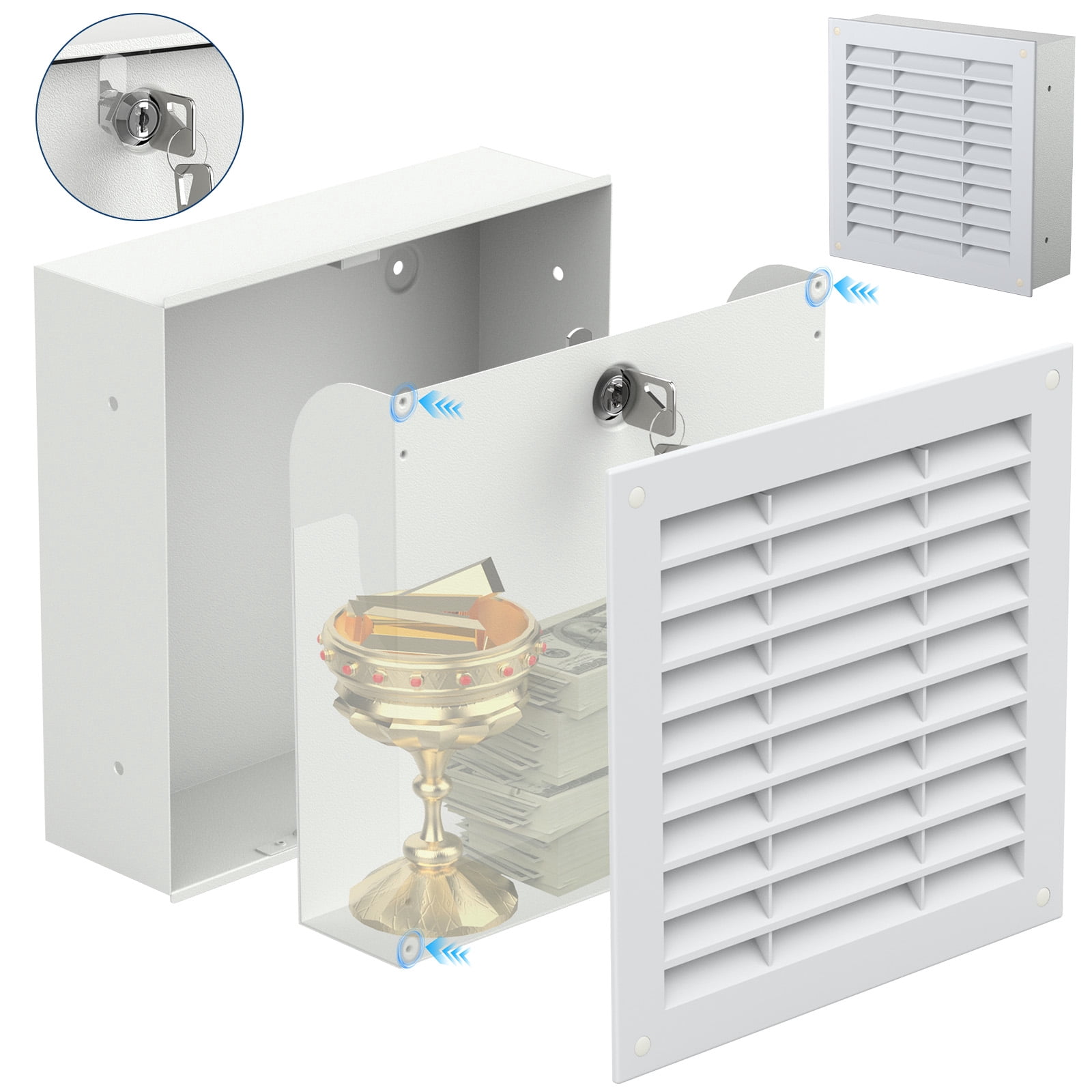 POCHAR Hidden Wall Safe with Air Vent Cover - Small Wall Mount Security ...