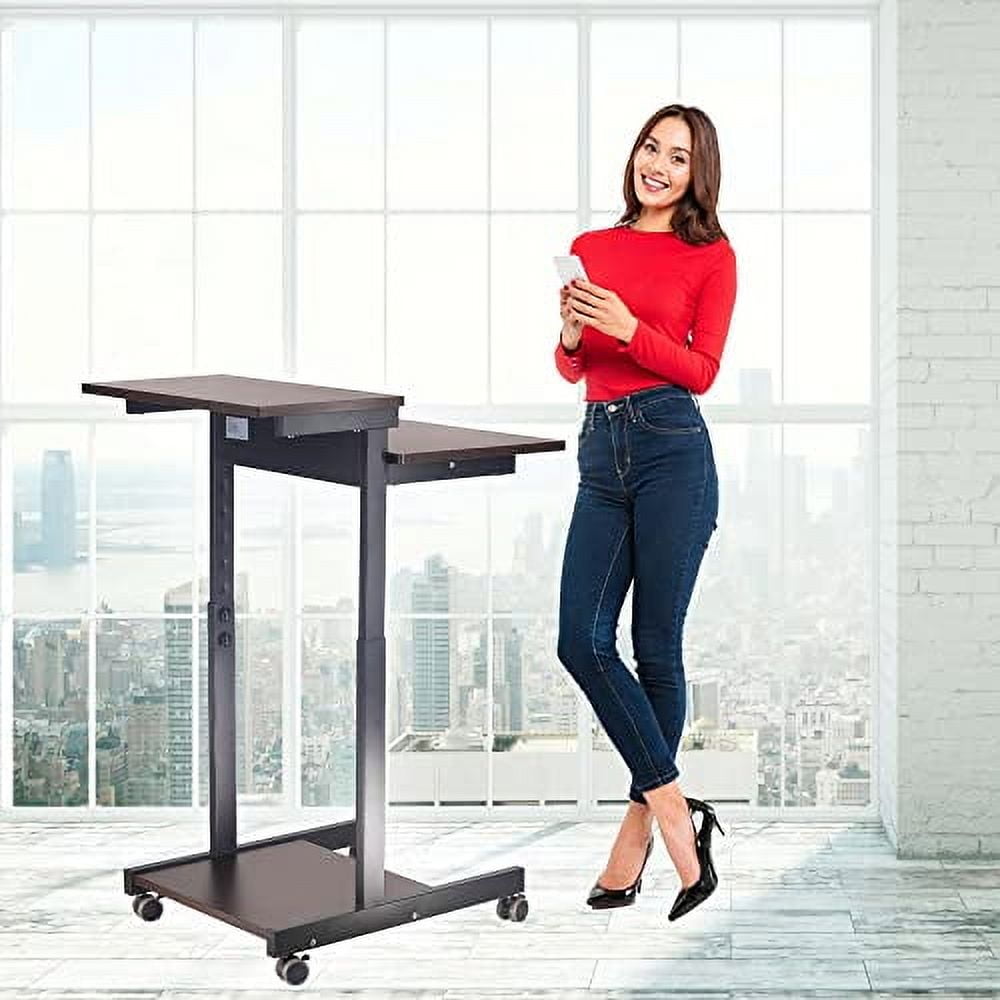 POCHAR Mobile Height Adjustable Computer Station Mobile Computer Desk ...