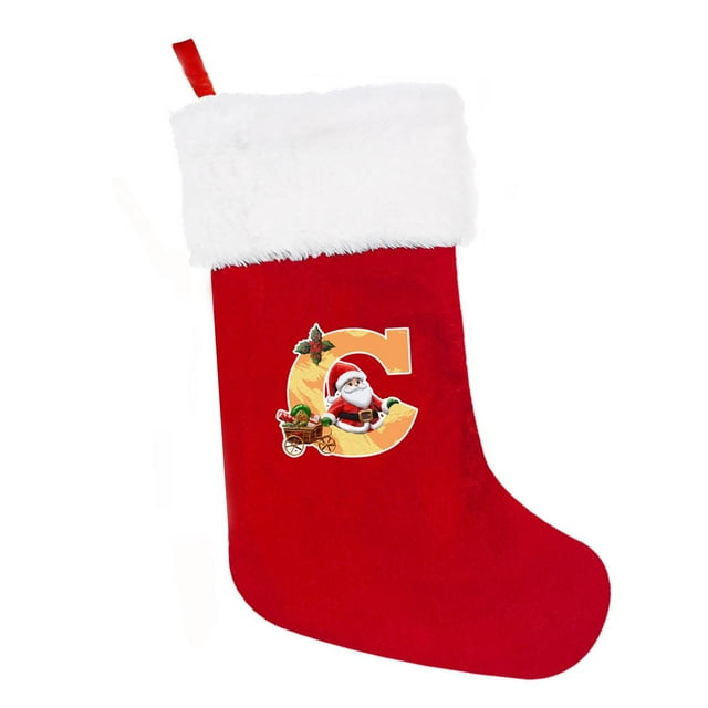 POCHER Alphabet Christmas Stocking Cute Fun Santa English Alphabet ...