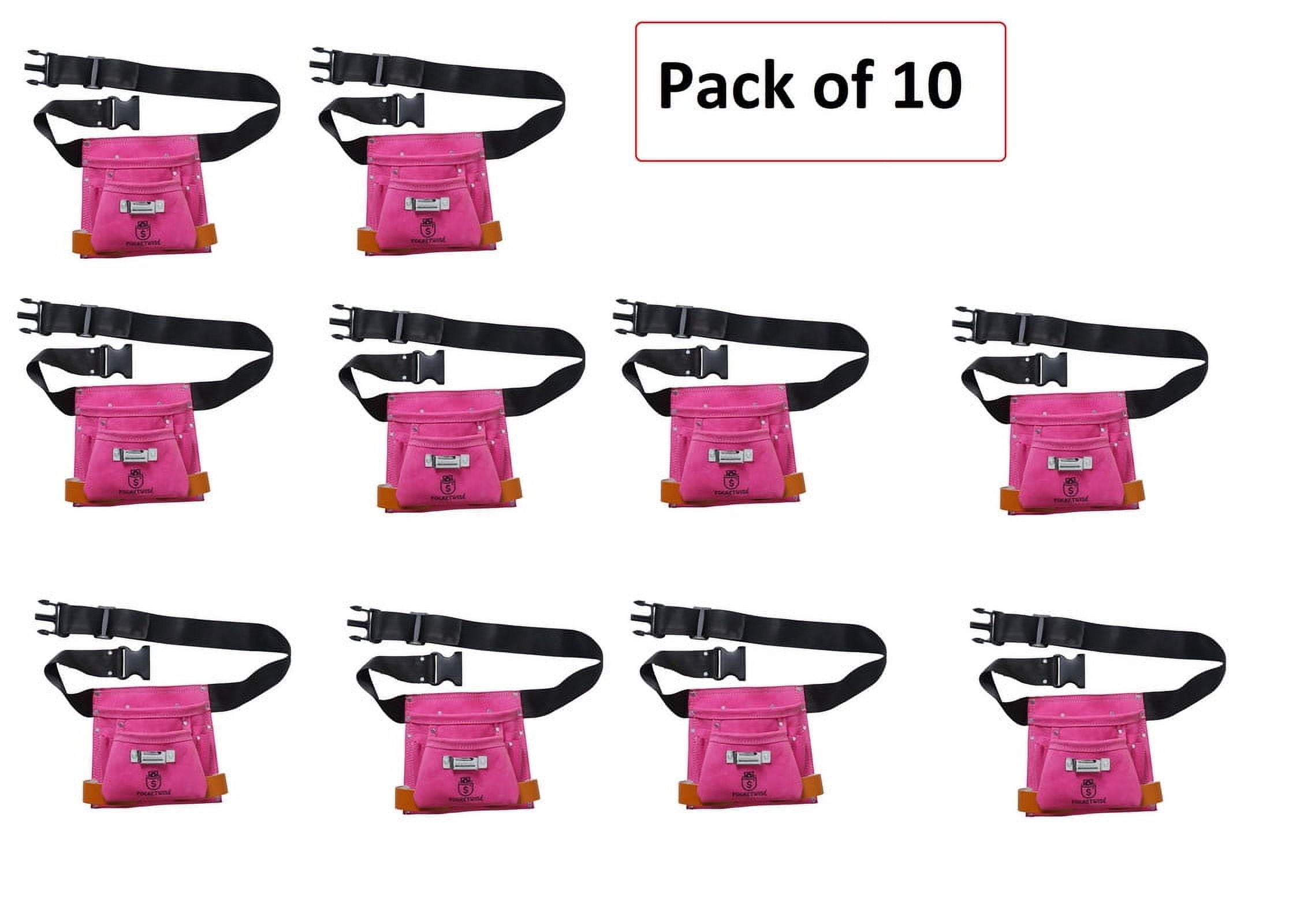 POCKETWISE 6 Pockets Women's Pink Leather Tool Belt (PACK OF 10 ...