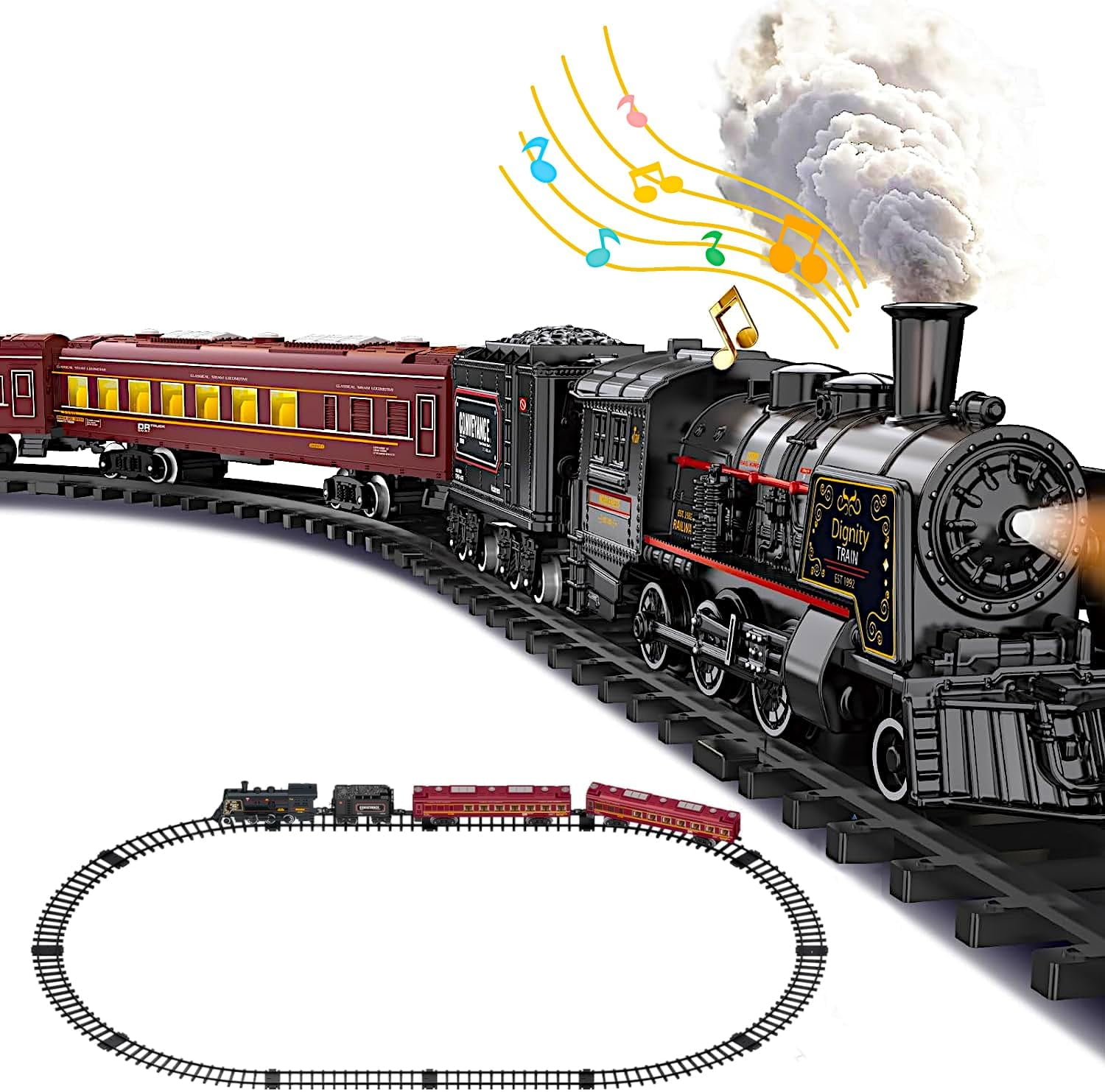 POCO DIVO Alloy Train Set, Christmas Deco Tree Rail Tracks Electric Toy ...