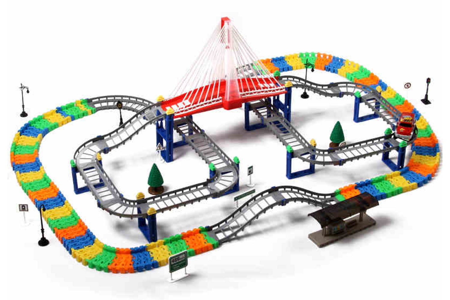 POCO DIVO Flash Suspension Bridge Railway Track Racing Road 268-Piece ...