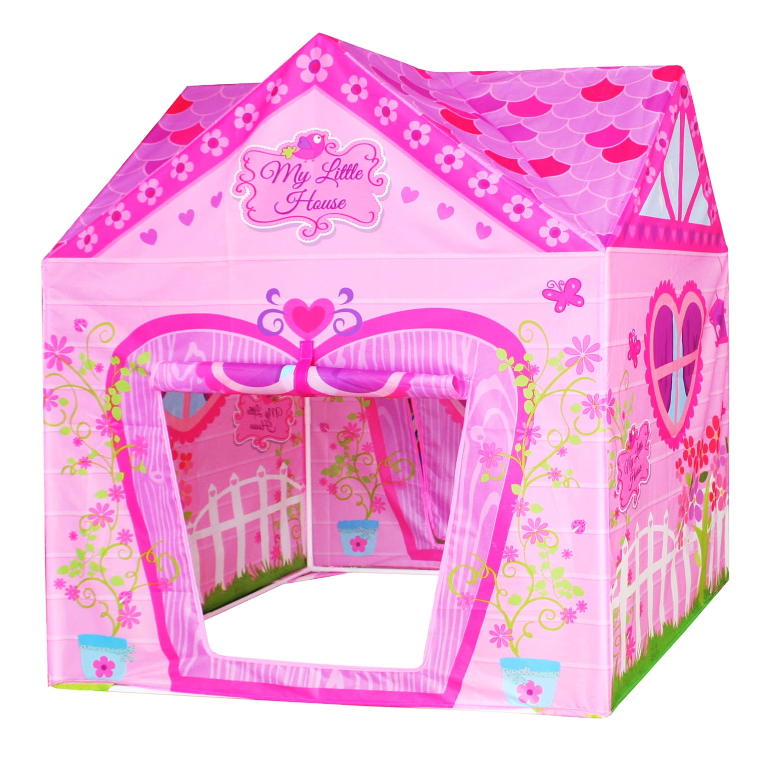 POCO DIVO Floral Princess Castle Girls Pink Palace Play Tent Kids ...