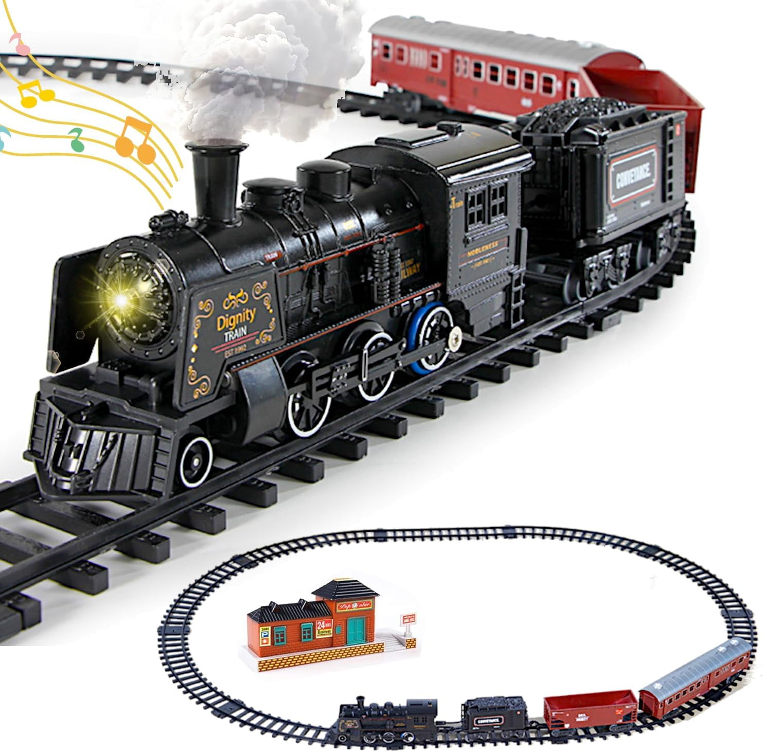 POCO DIVO Metal Classic Train Set, Christmas Tree Decoration Electric ...
