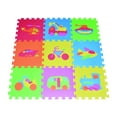 POCO DIVO Transportation Puzzles Play Mat 9-tile Rainbow EVA Foam Kids ...
