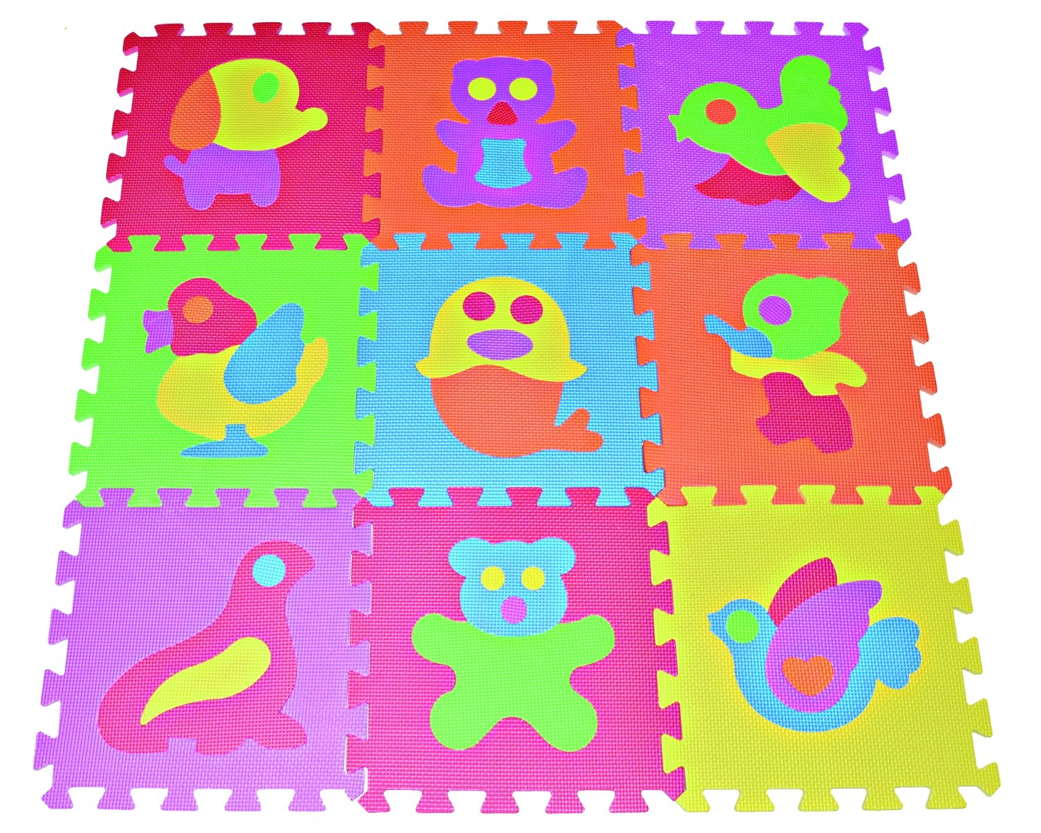 POCO DIVO Zoo Puzzle DHF10 Play Mat, 9-Tile EVA Foam, Kids Safety Animal Playmat, Soft Education ...