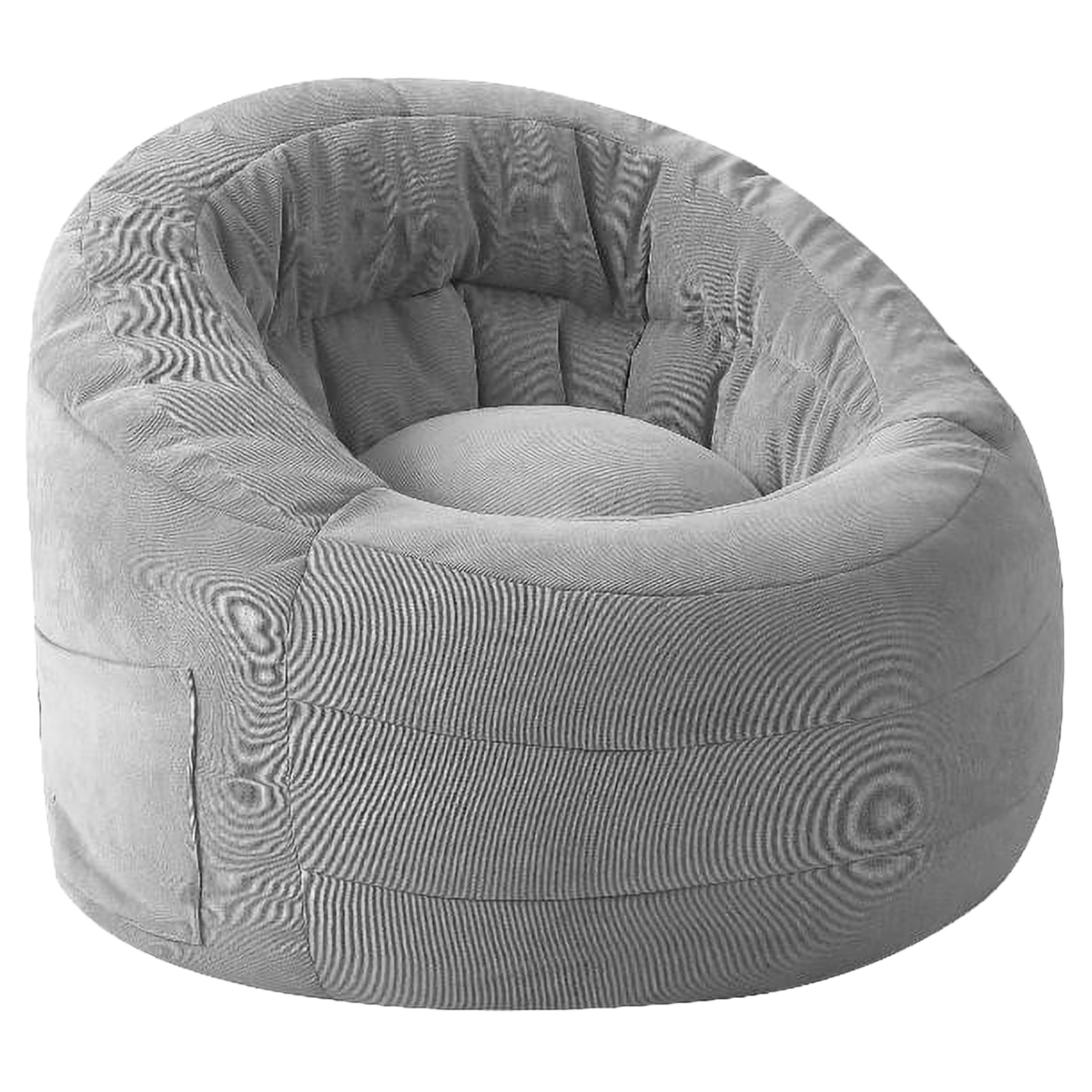 POD by Urban Shop Soft Plush Corduroy Bean Bag Chair with Pocket, Grey ...