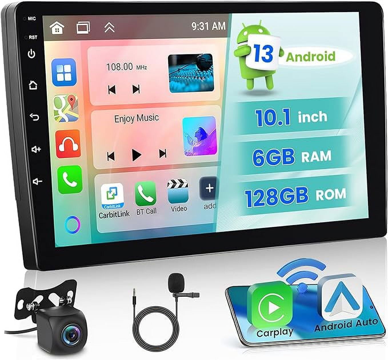 PODOFO 10.1 Inch Car Stereo Double Din 8 Core 6+128GB Android 13 Wireless Carplay IPS Scren ...
