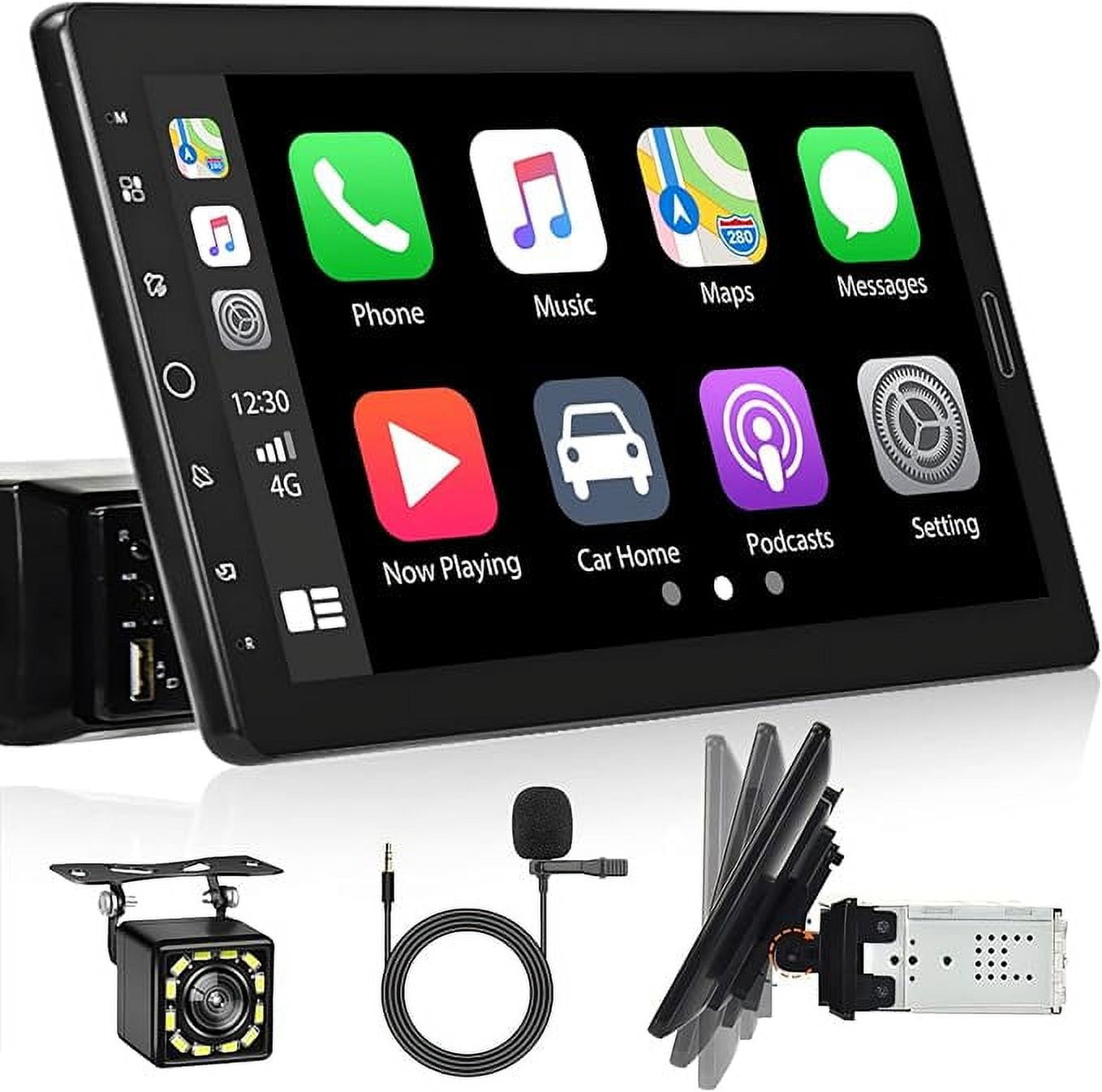 PODOFO 10.1 Inch Car Stereo Single Din Adjustable Removable Carplay ...