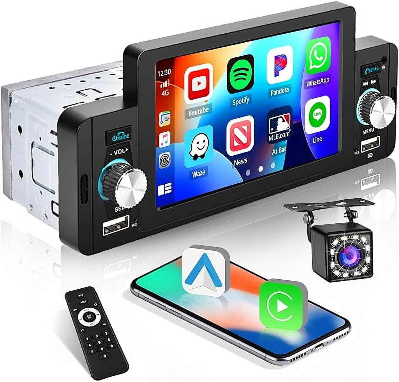 PODOFO 5 Inch Car Radio Single Din Car Stereo CarPlay Android Auto ...