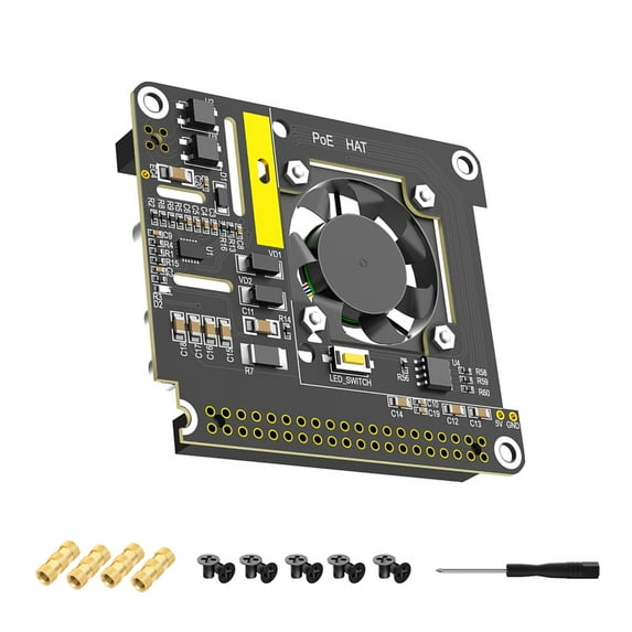 POE HAT Ethernet Adapter Board 802.3Af/At GPIO Expansion Board For RPi ...