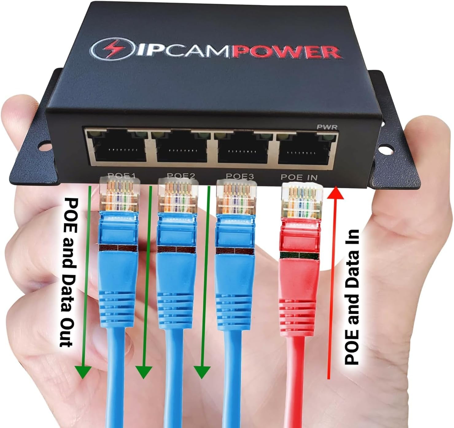 POE Powered 3 Port Switch & Network Cat5 Cat6 Midspan Cable Range ...