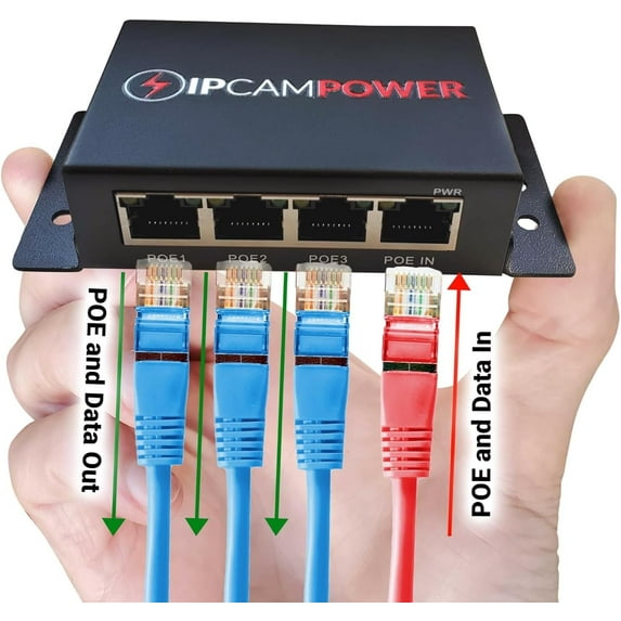 POE Powered 3 Port Switch & Network Cat5 Cat6 Midspan Cable Range ...