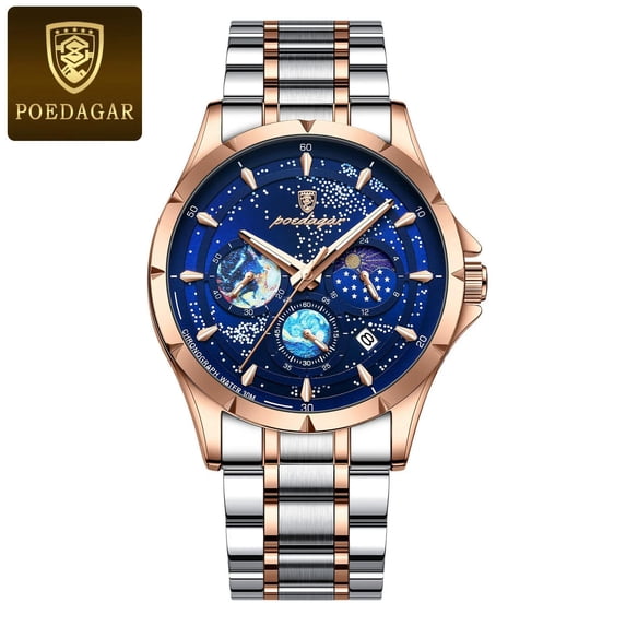 POEDAGAR Luxury Man Wristwatch Luminous Waterproof Chronograph Date Men ...