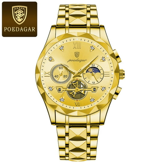 POEDAGAR Men Quartz Watch Luxury Sports Waterproof Chronograph Luminous ...