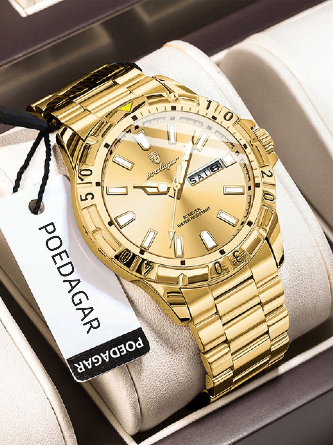 POEDAGAR Luxury Quartz Man Watch Waterproof Luminous Date Week Men ...