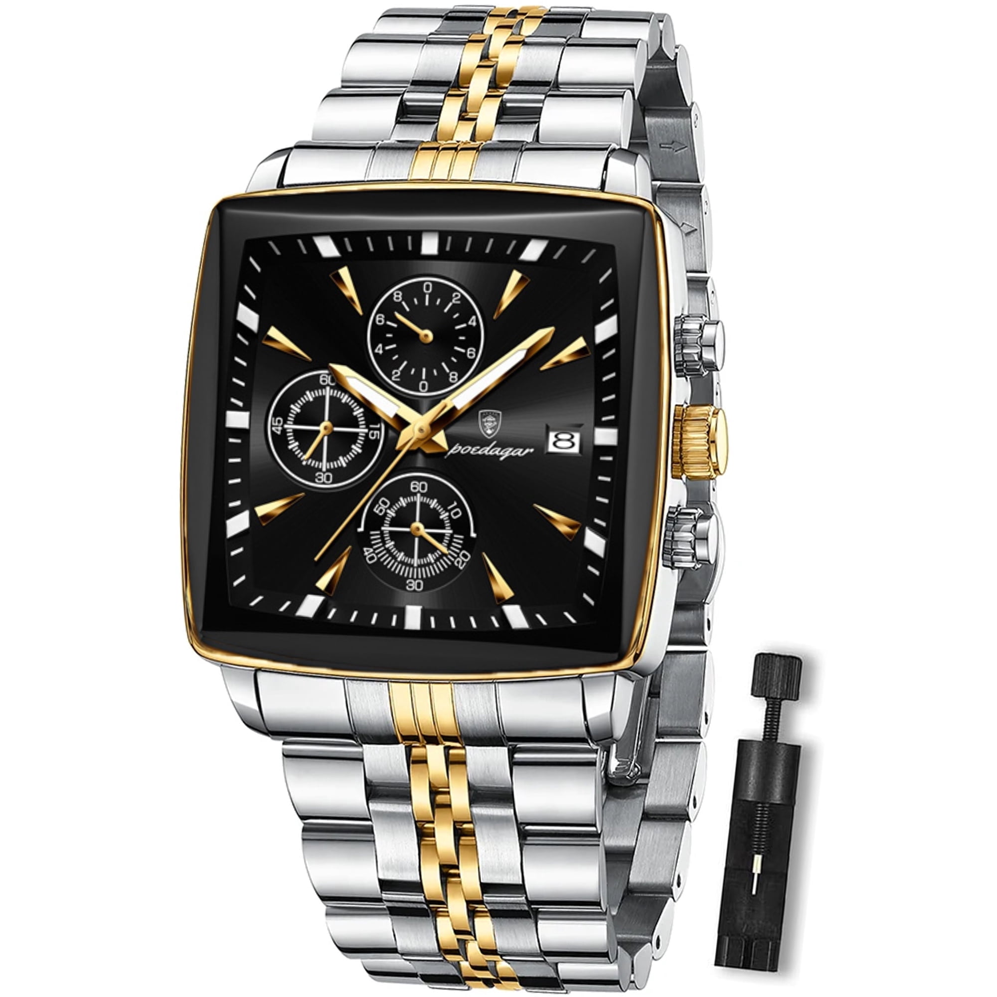 POEDAGAR Luxury Square Sport Man Wristwatch Waterproof Chronograph ...