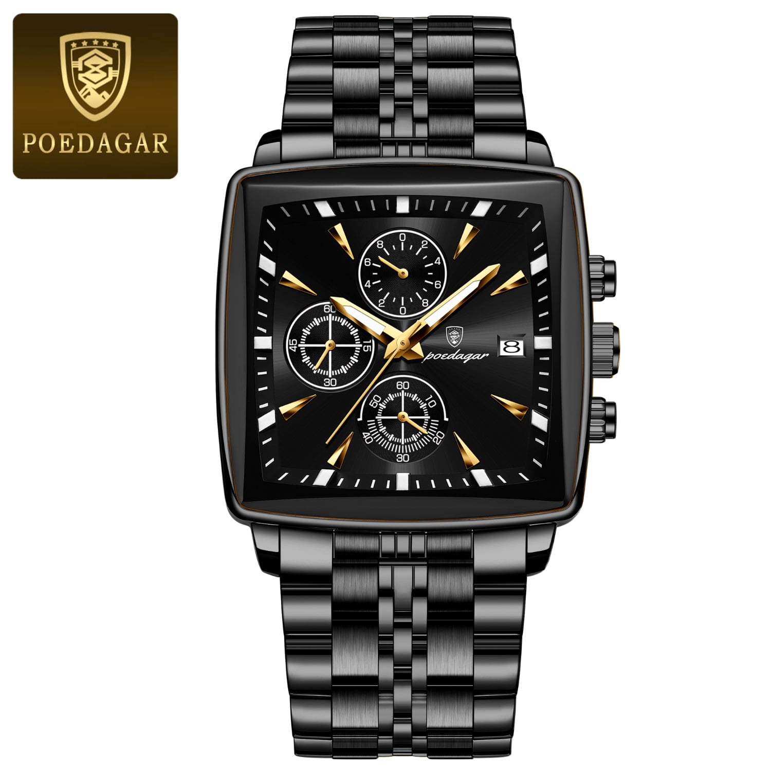 POEDAGAR Luxury Square Sport Man Wristwatch Waterproof Chronograph ...