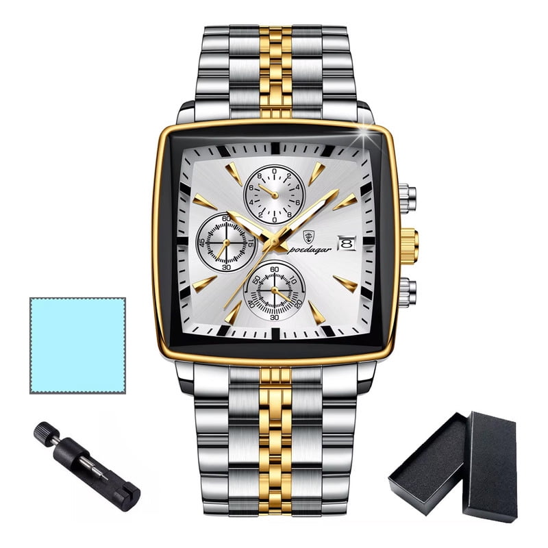 POEDAGAR Luxury Square Sport Wristwatch Waterproof Luminous Chronograph ...