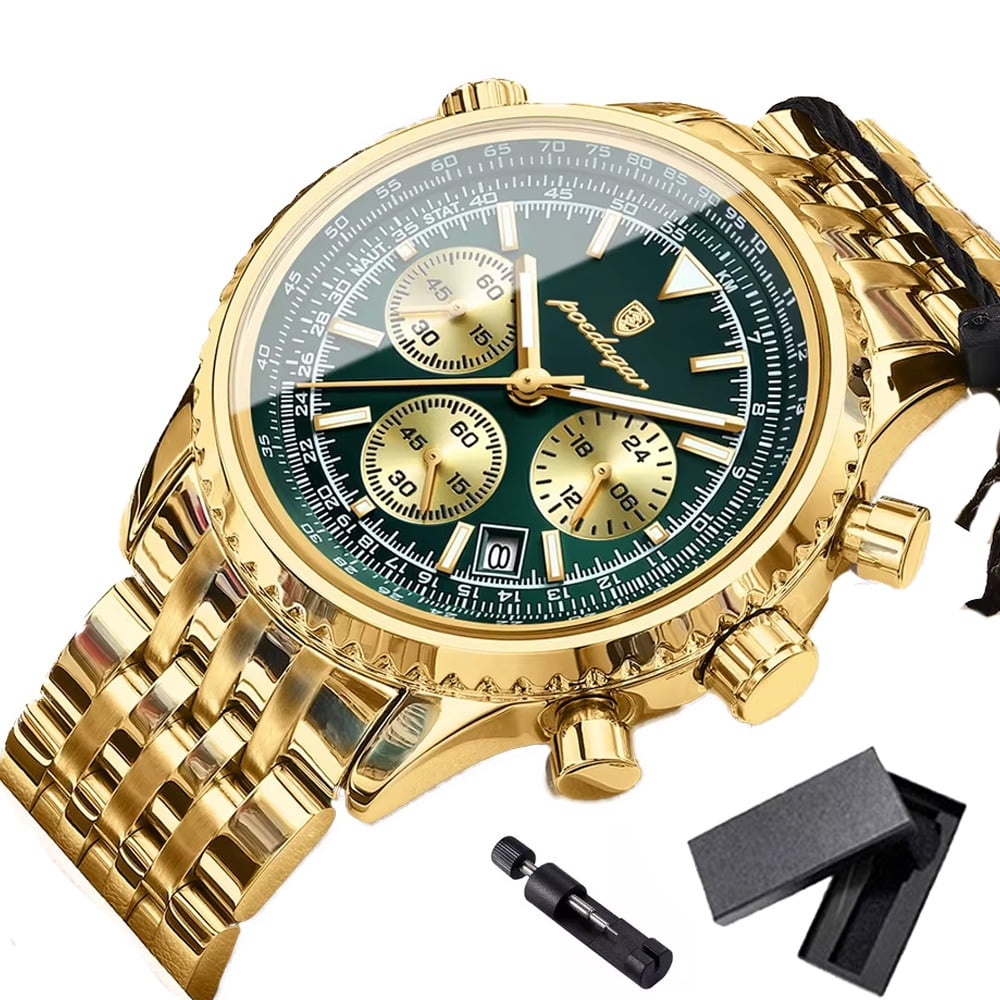 POEDAGAR Luxury Stainless Steel Watch for Men Waterproof Luminous Date Chronograph Man Watch ...