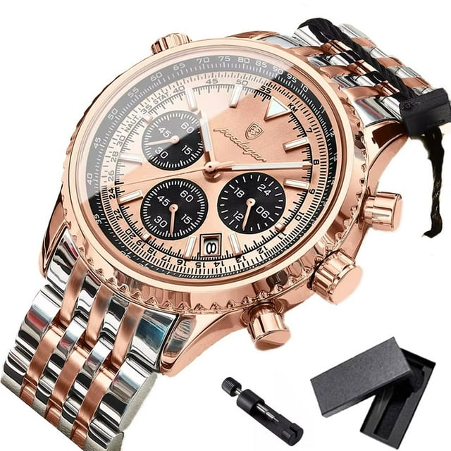 POEDAGAR Luxury Stainless Steel Watch for Men Waterproof Luminous Date ...
