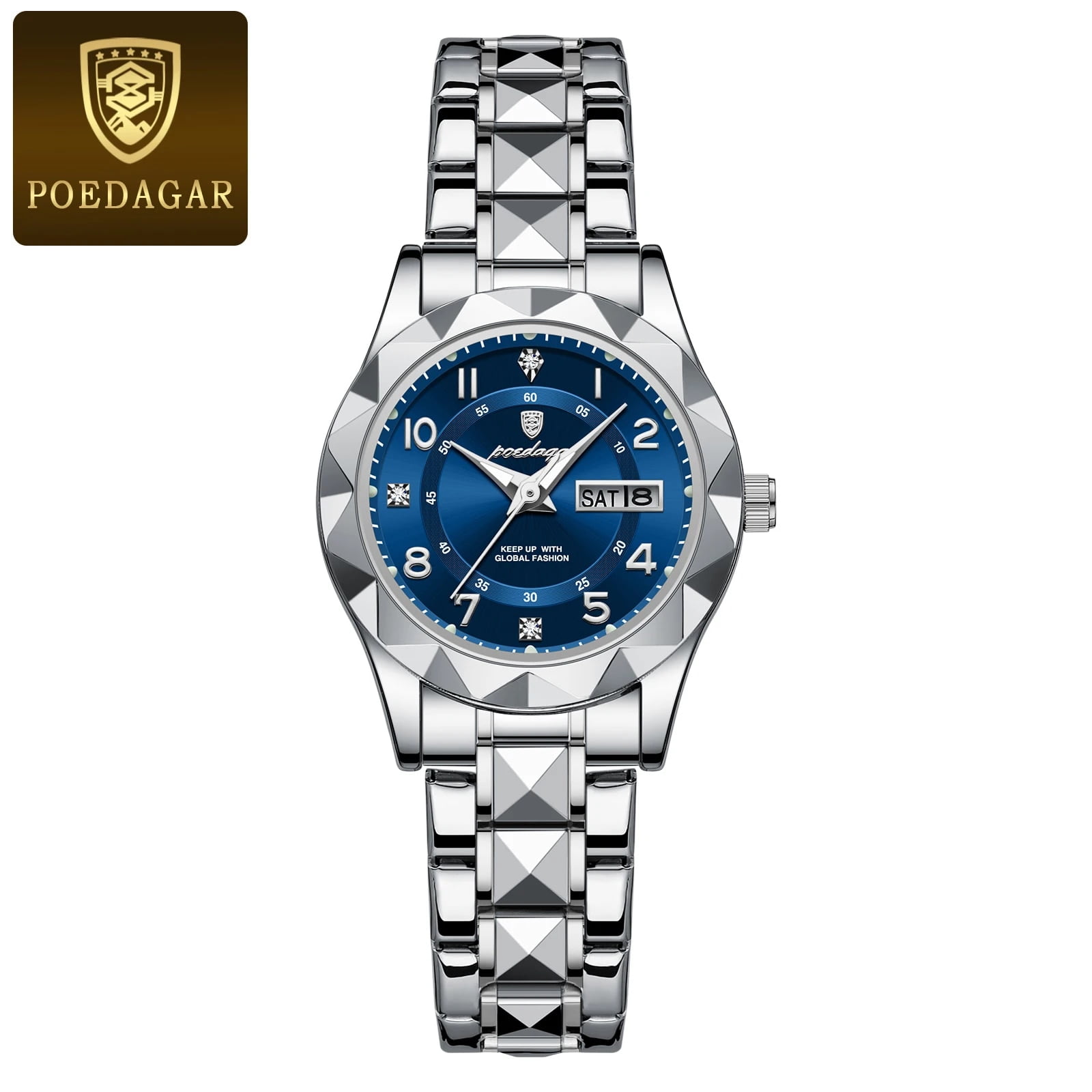POEDAGAR Luxury Women's Watches Waterproof Luminous Date Week Ladies ...
