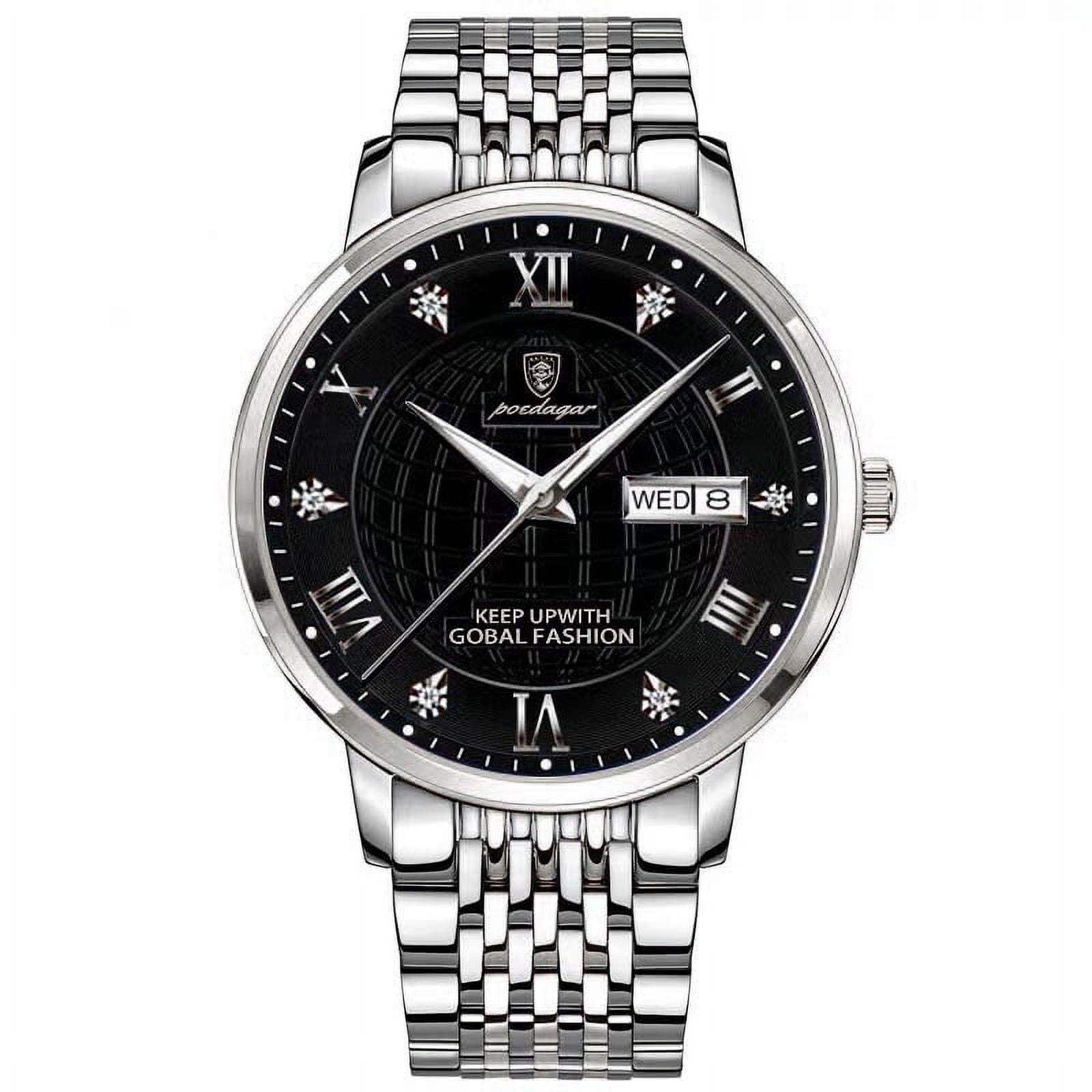 POEDAGAR Men Watch Stainless Steel Top Quailty Luxury Push Button ...