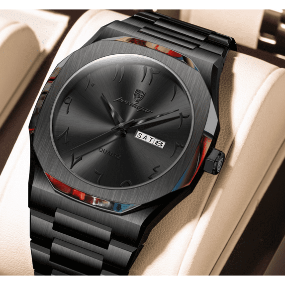 POEDAGAR Men's Luxury Watch Stainless Steel Quartz Wristwatch with ...