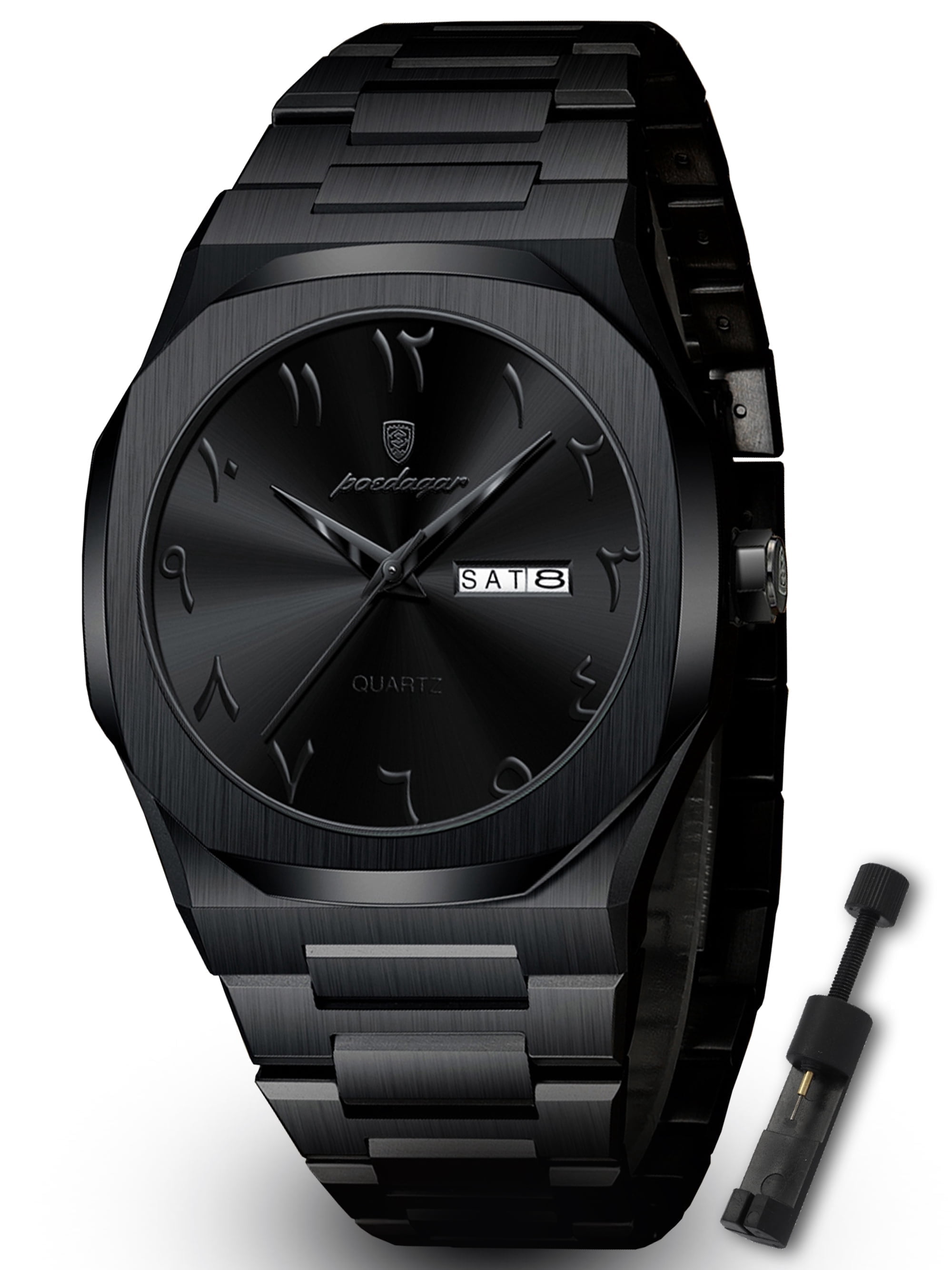 POEDAGAR Men's Luxury Watch Stainless Steel Quartz Wristwatch with ...