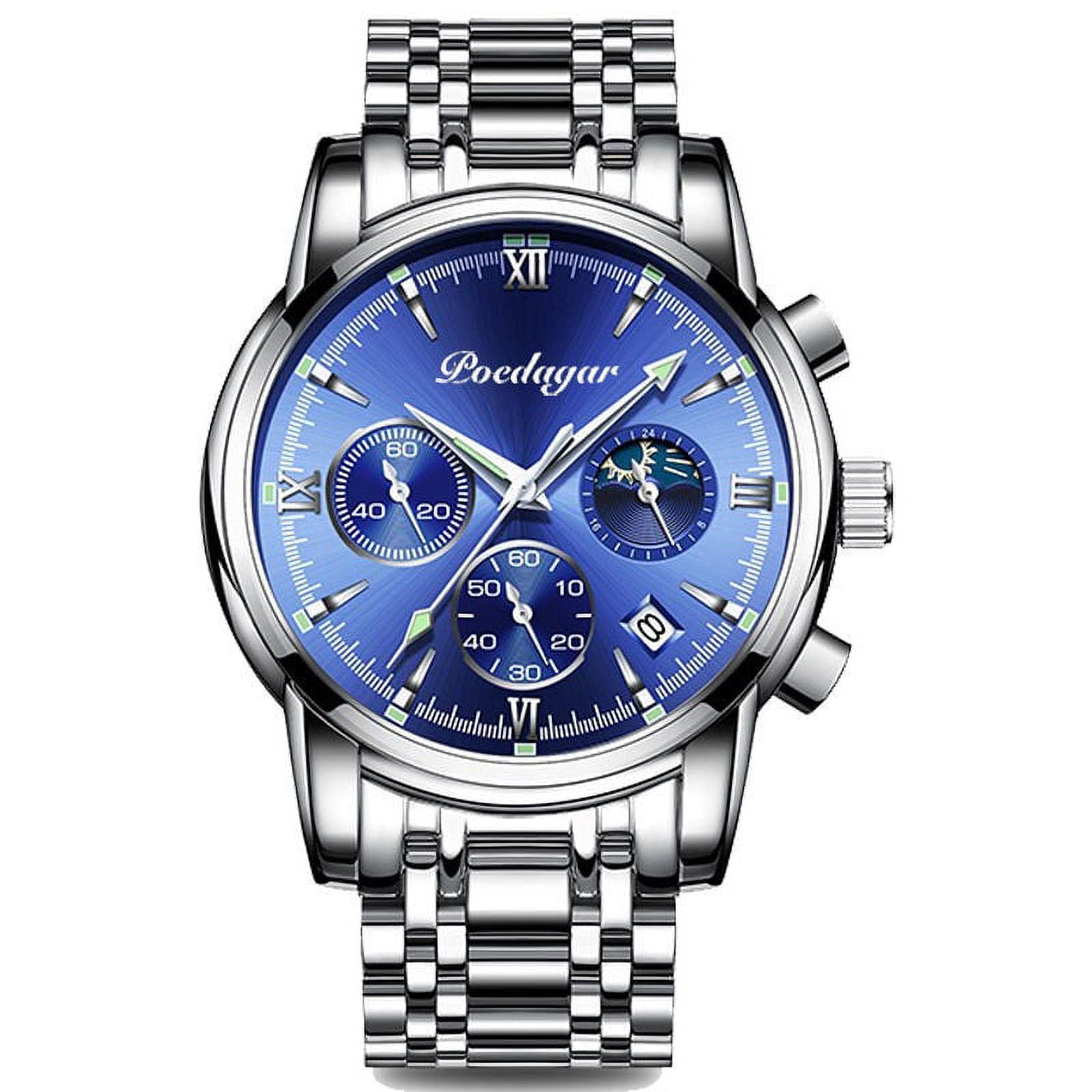 POEDAGAR New Fashion Mens Watches Blue Luxury Top Brand Big Dial ...
