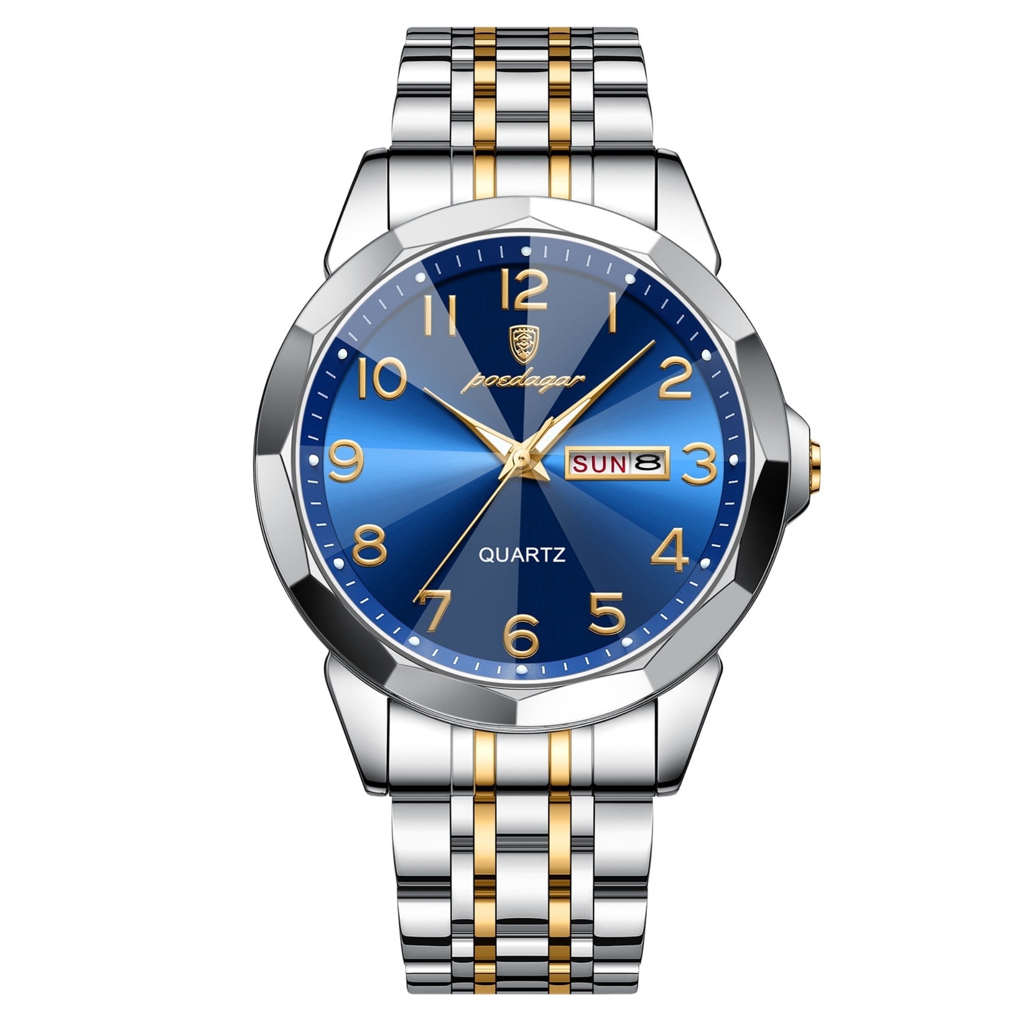 POEDAGAR Watch for Men Business Dress Analog Quartz Stainless Steel ...