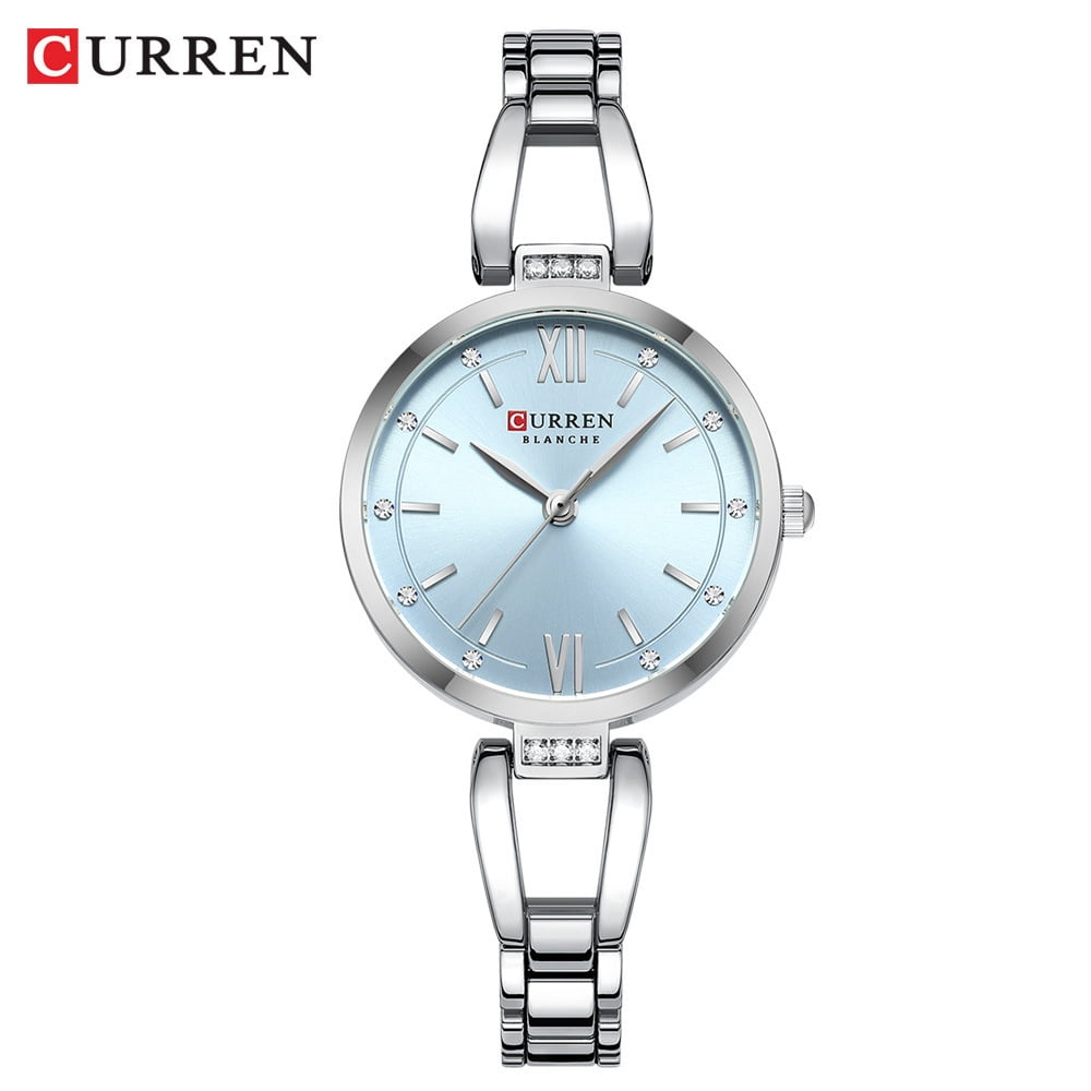 CURREN Women Ice Blue Quartz Diamond Fashion Stainless Steel Watch ...
