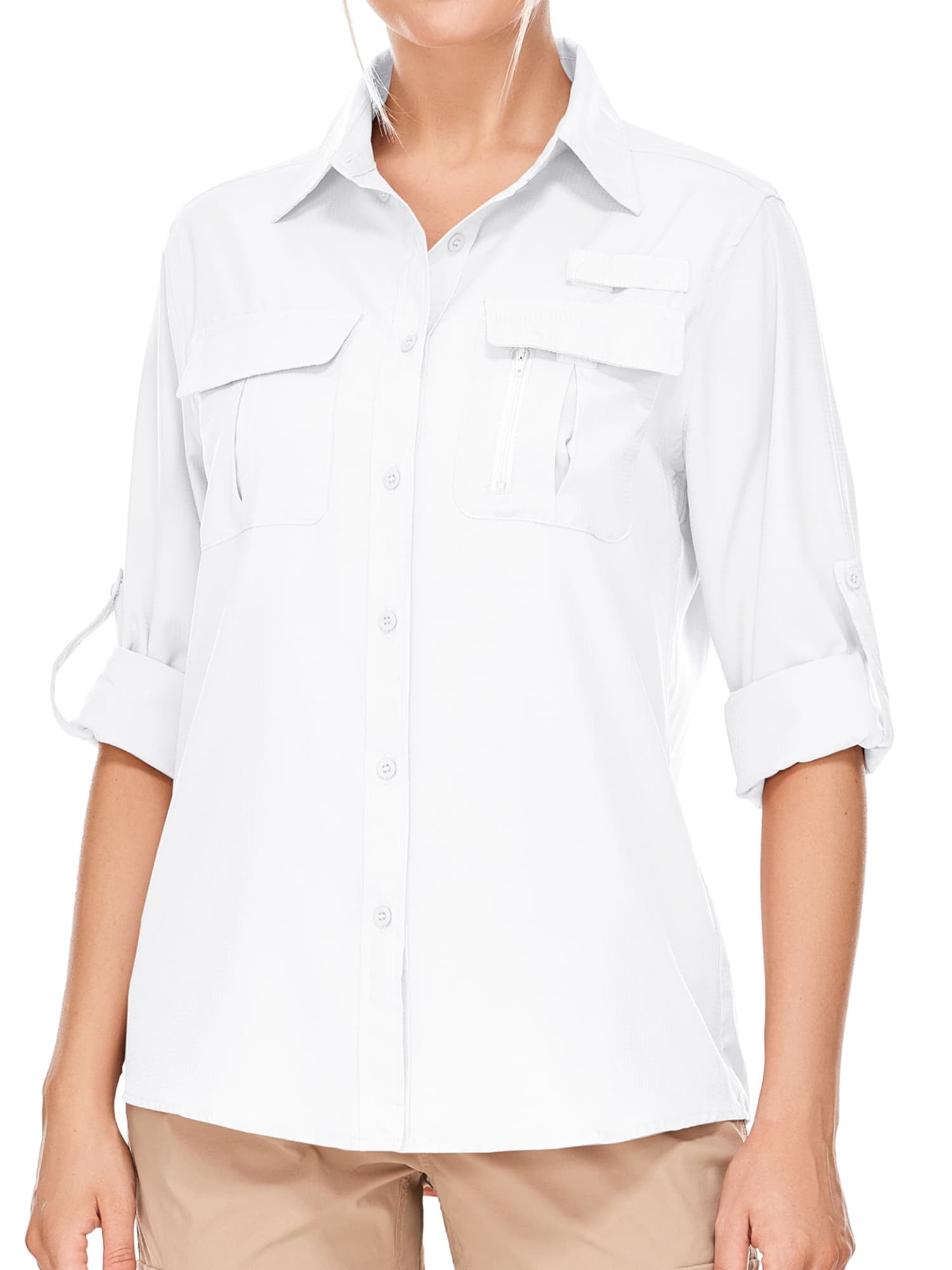 POENTAB Long Sleeve Casual Shirts for Women Button Down Quick Dry ...