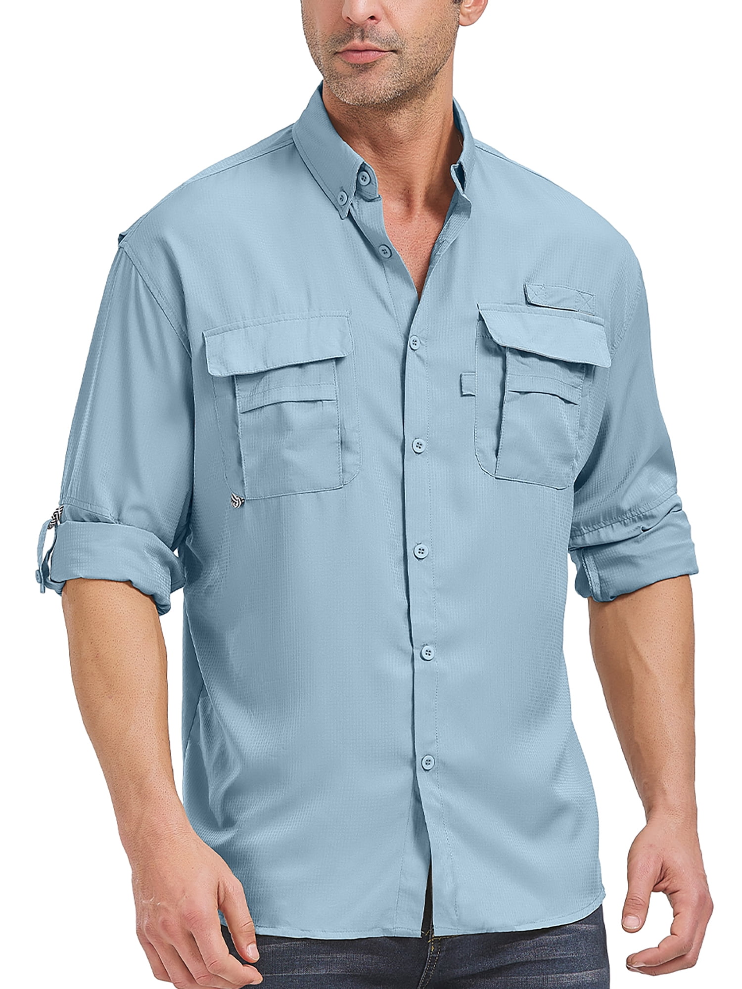 POENTAB Men's Long Sleeve Fishing Shirt, UPF 50 UV Protection, Quick ...