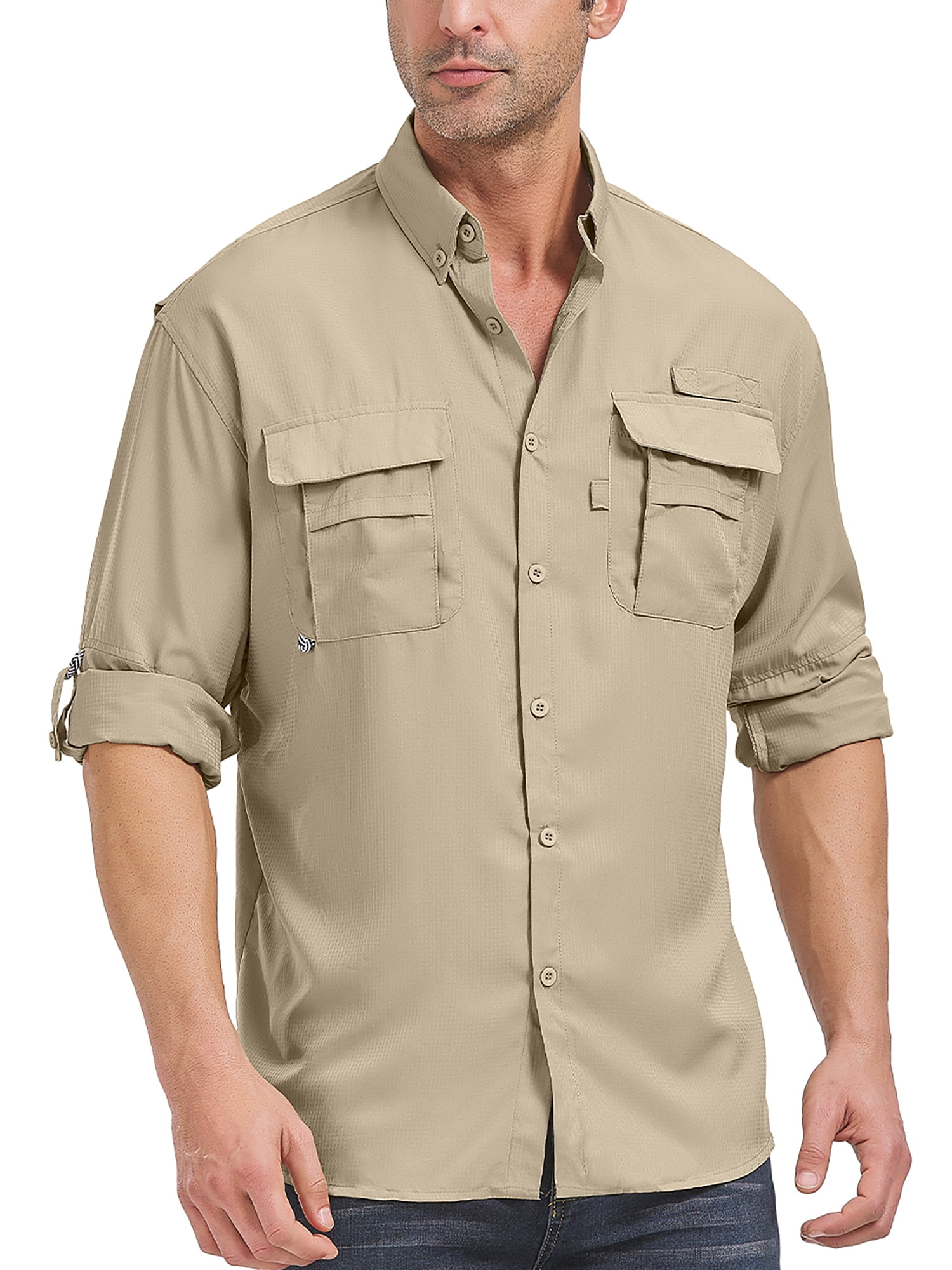 POENTAB Men's Long Sleeve Fishing Shirts Sun Protection UPF 50 Quick ...