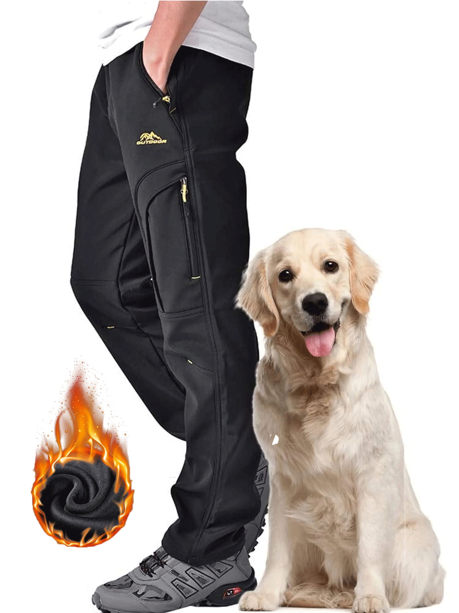 POENTAB Men's Hiking Snow Pants Winter Insulated Fleece Lined Water ...