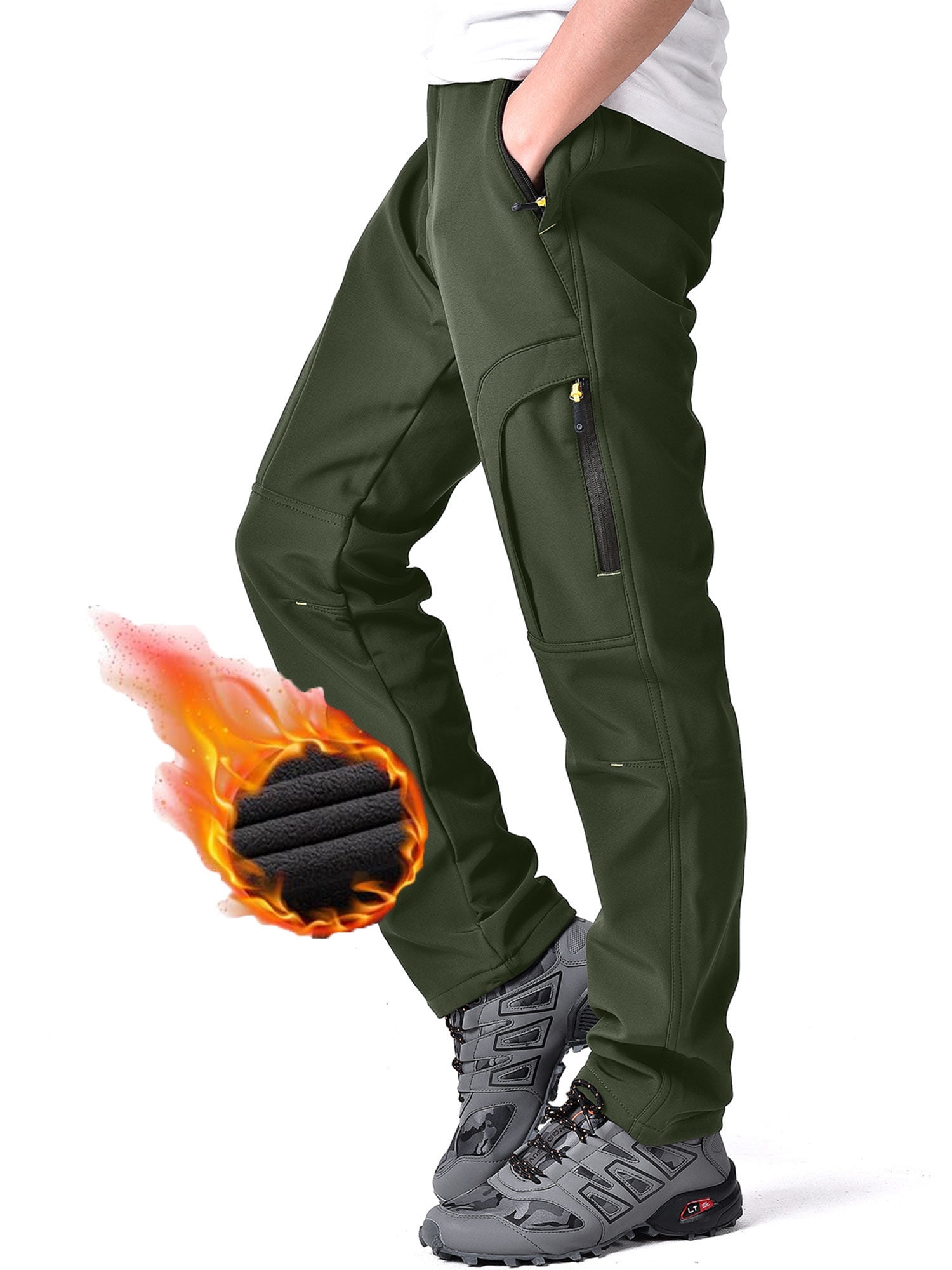 POENTAB Winter Work Pants for Men Fleece Lined Waterproof Insulated ...