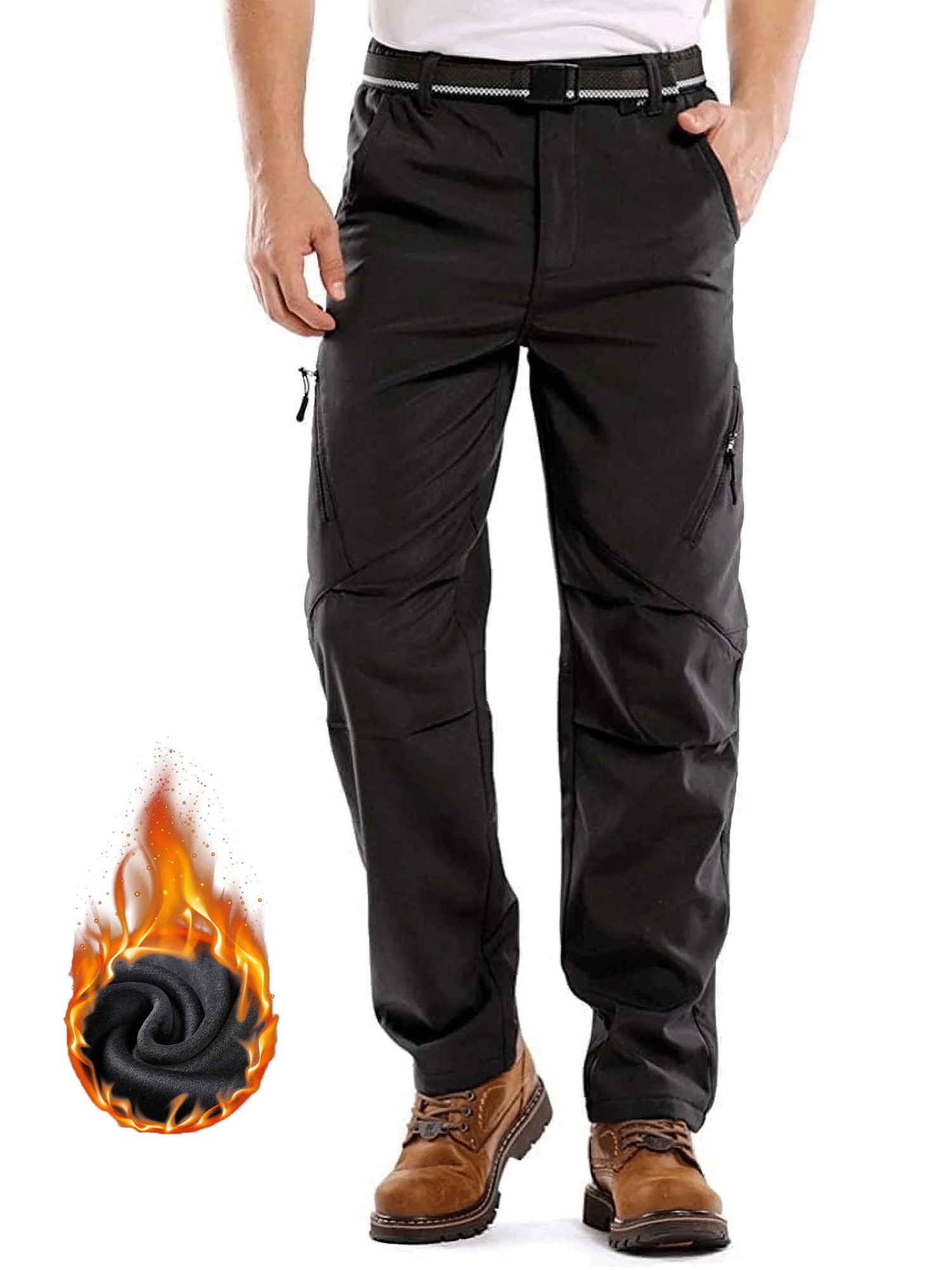 POENTAB Mens Snow Pants,Waterproof Fleece Lined Winter Regular Fit ...