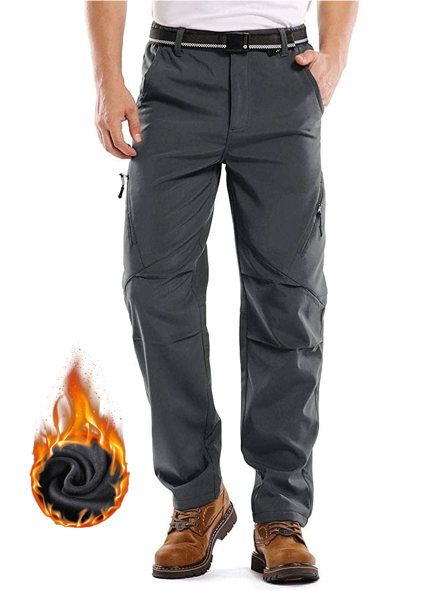 POENTAB Mens Snow Pants,Waterproof Fleece Lined Winter Regular Fit ...