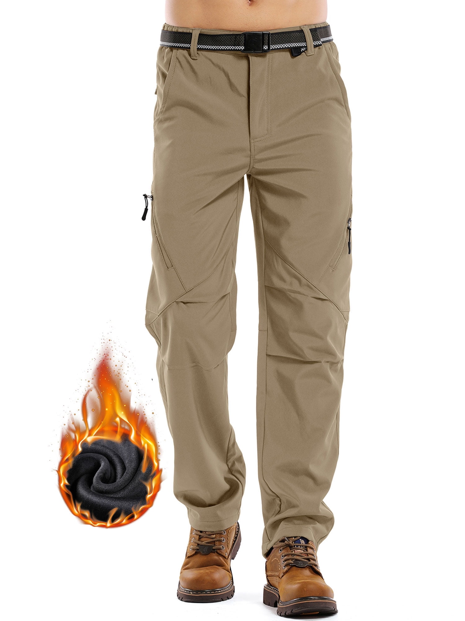 POENTAB Mens Snow Pants,Waterproof Fleece Lined Winter Regular Fit ...