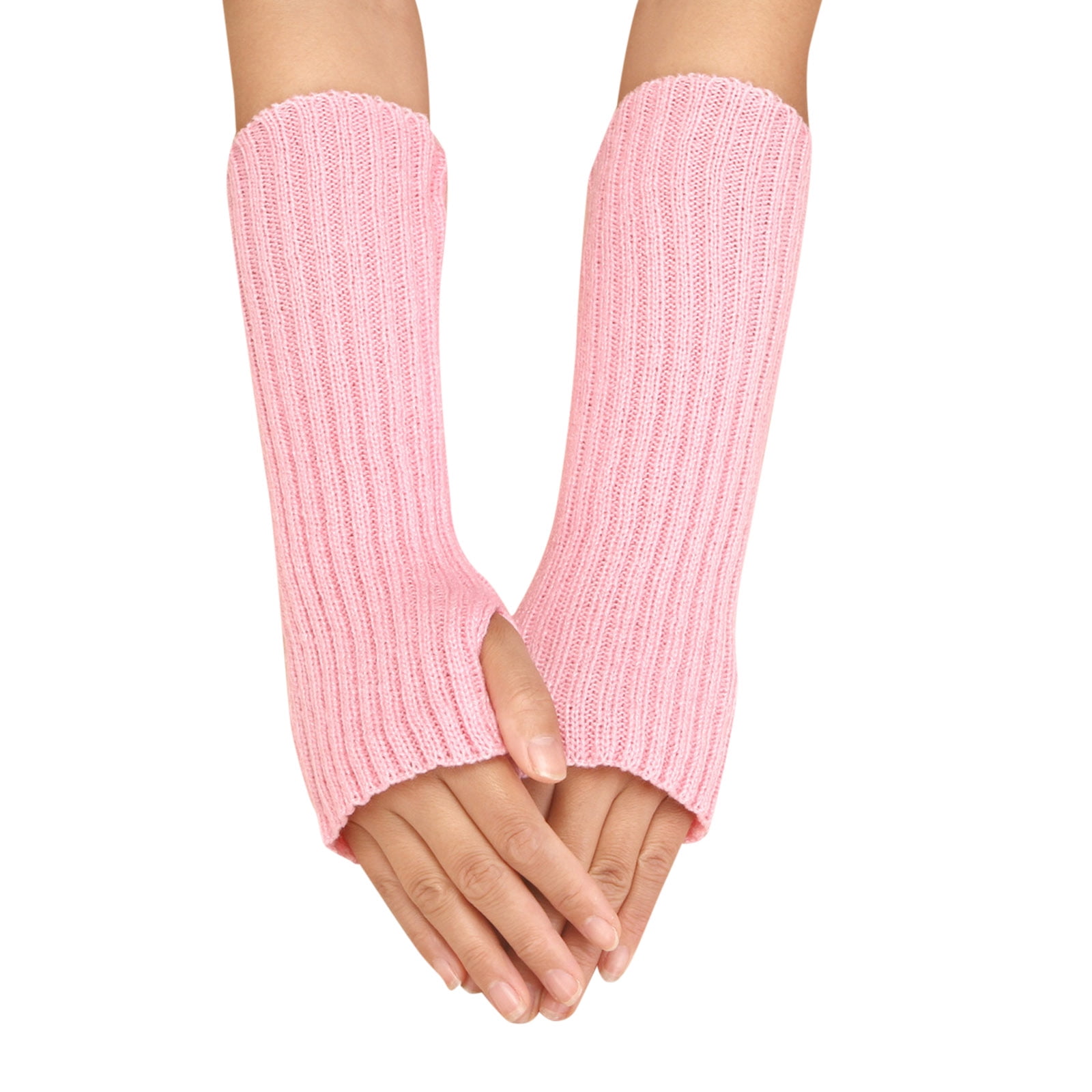 POETANCE Long Fingerless Gloves for Women Knit Thigh High Striped Arm ...