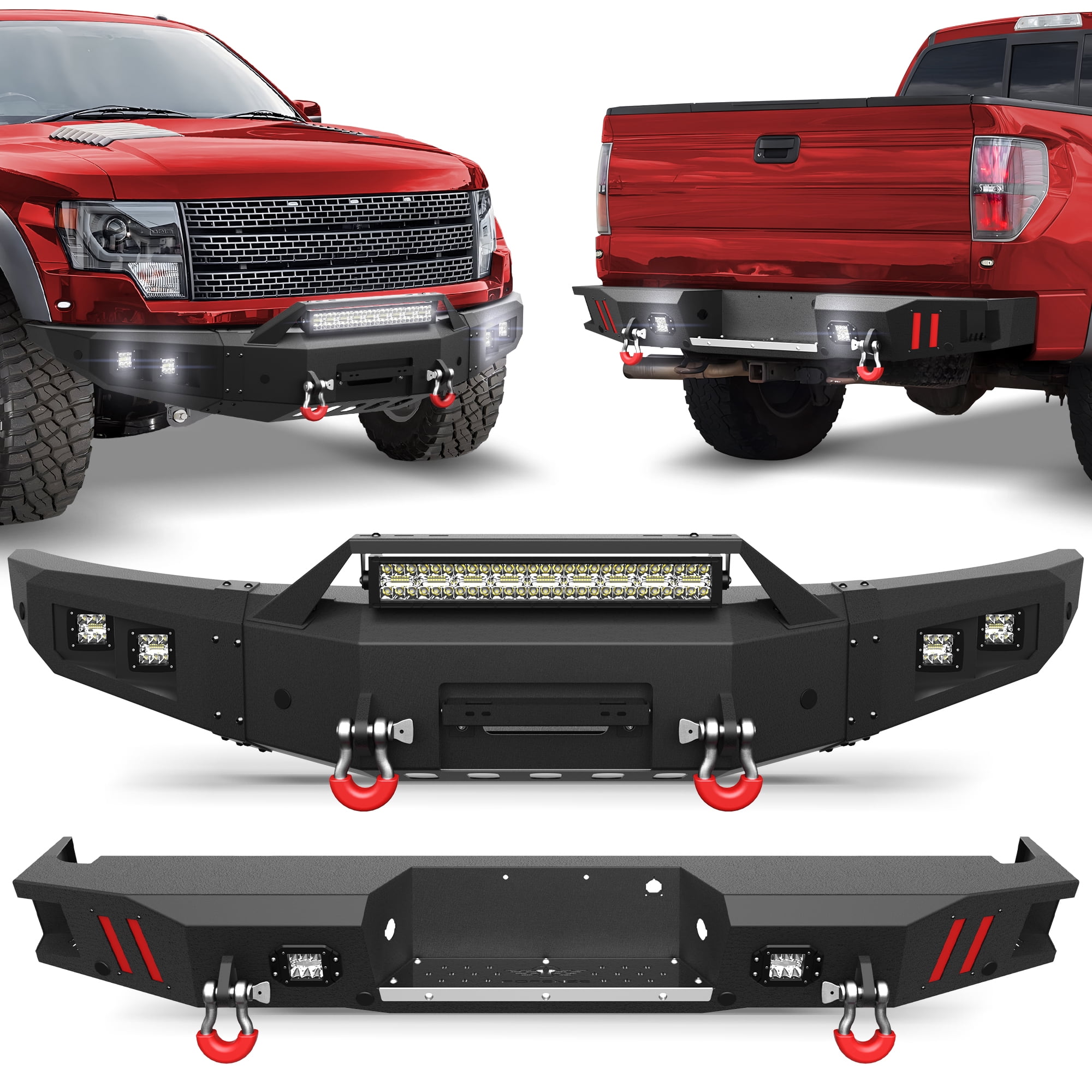 POFENZE 10-14 F150 Front Rear Bumper Set Sturdy Off Road Bumper for ...