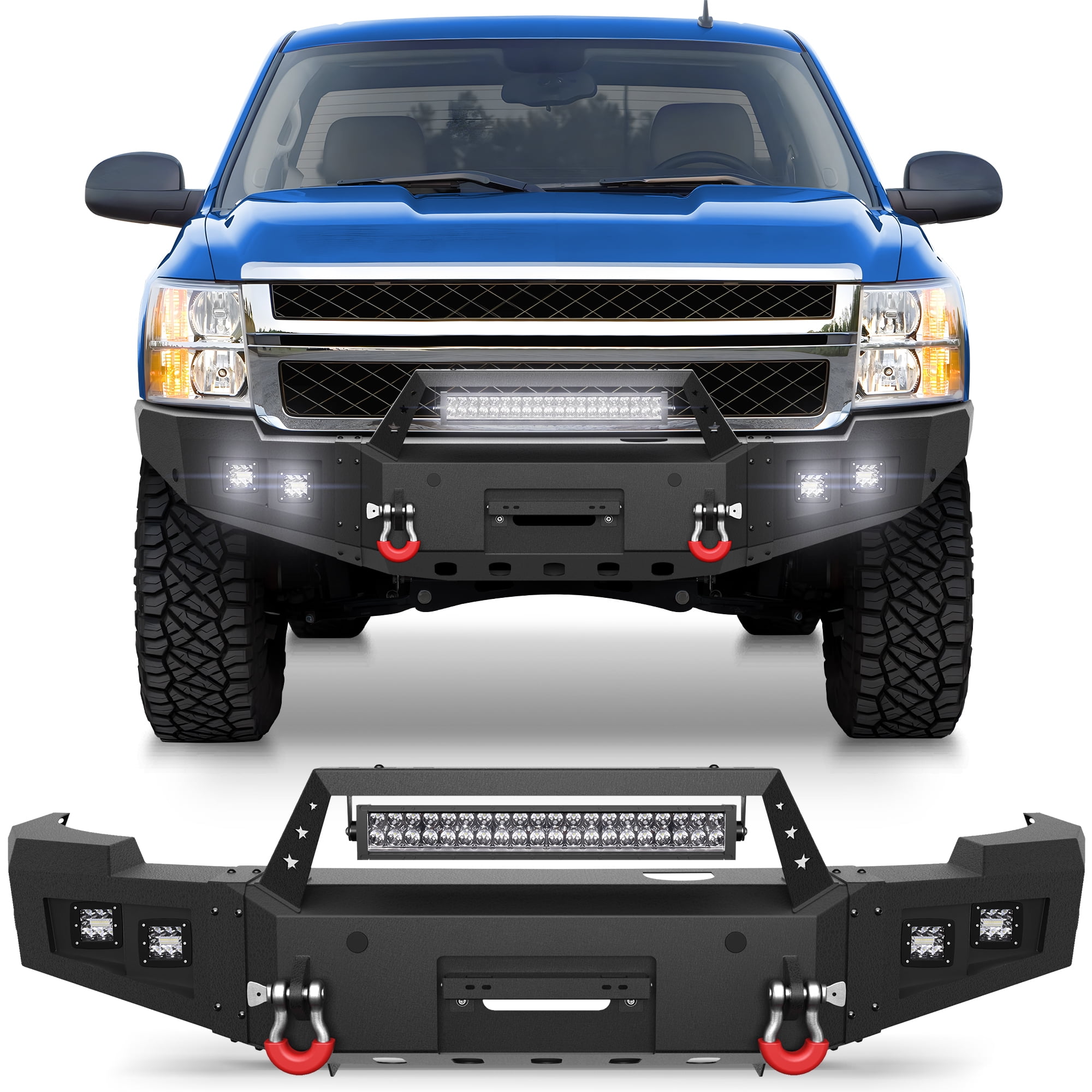 POFENZE 11-14 Chevy Silverado 2500/3500 Front Bumper Full Width Offroad ...