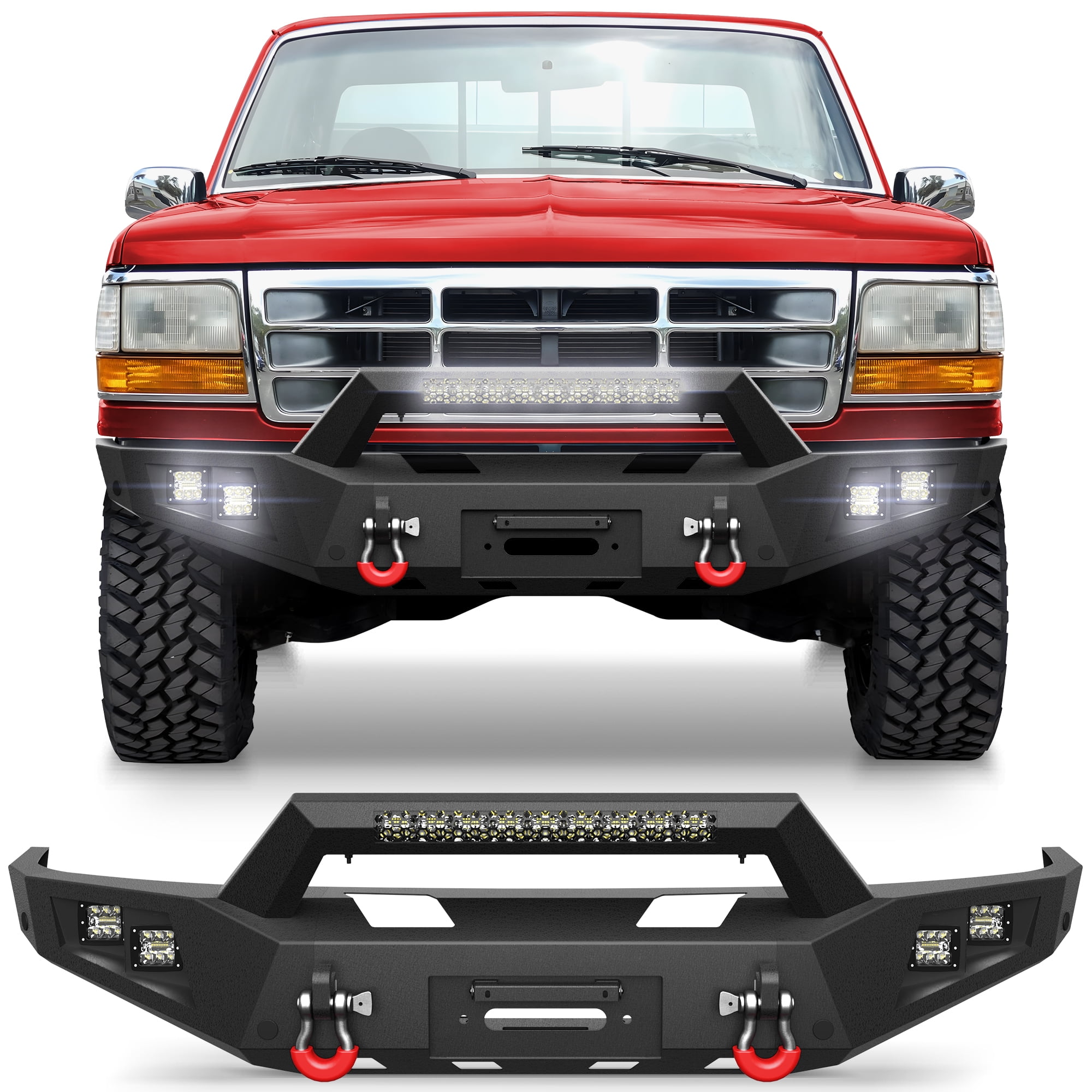 POFENZE Front Bumper for 1992-1997 Ford F150 F250 F350 Pickup Trucks ...