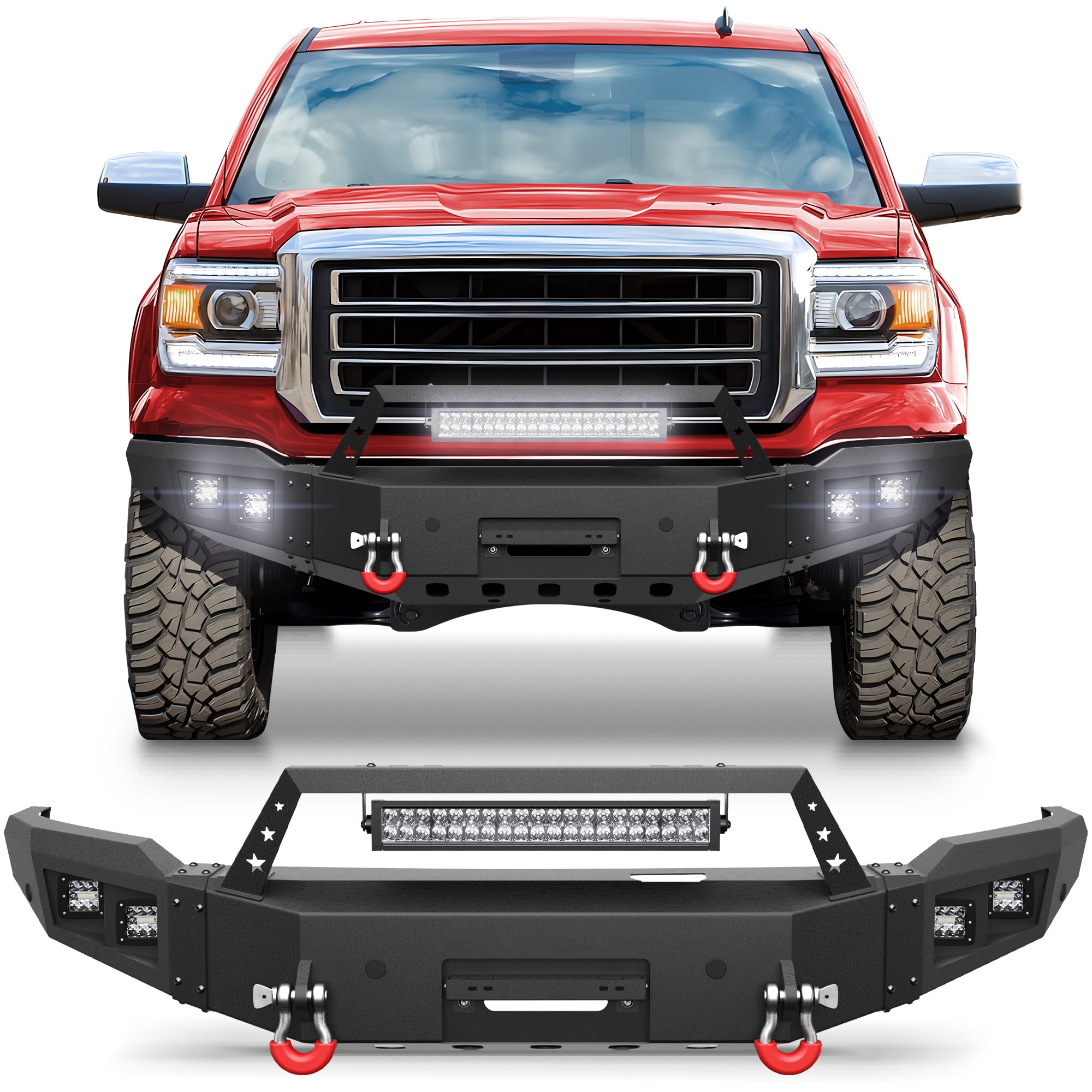 POFENZE Front Bumper for 2014-2015 GMC Sierra 1500, Textured Black ...