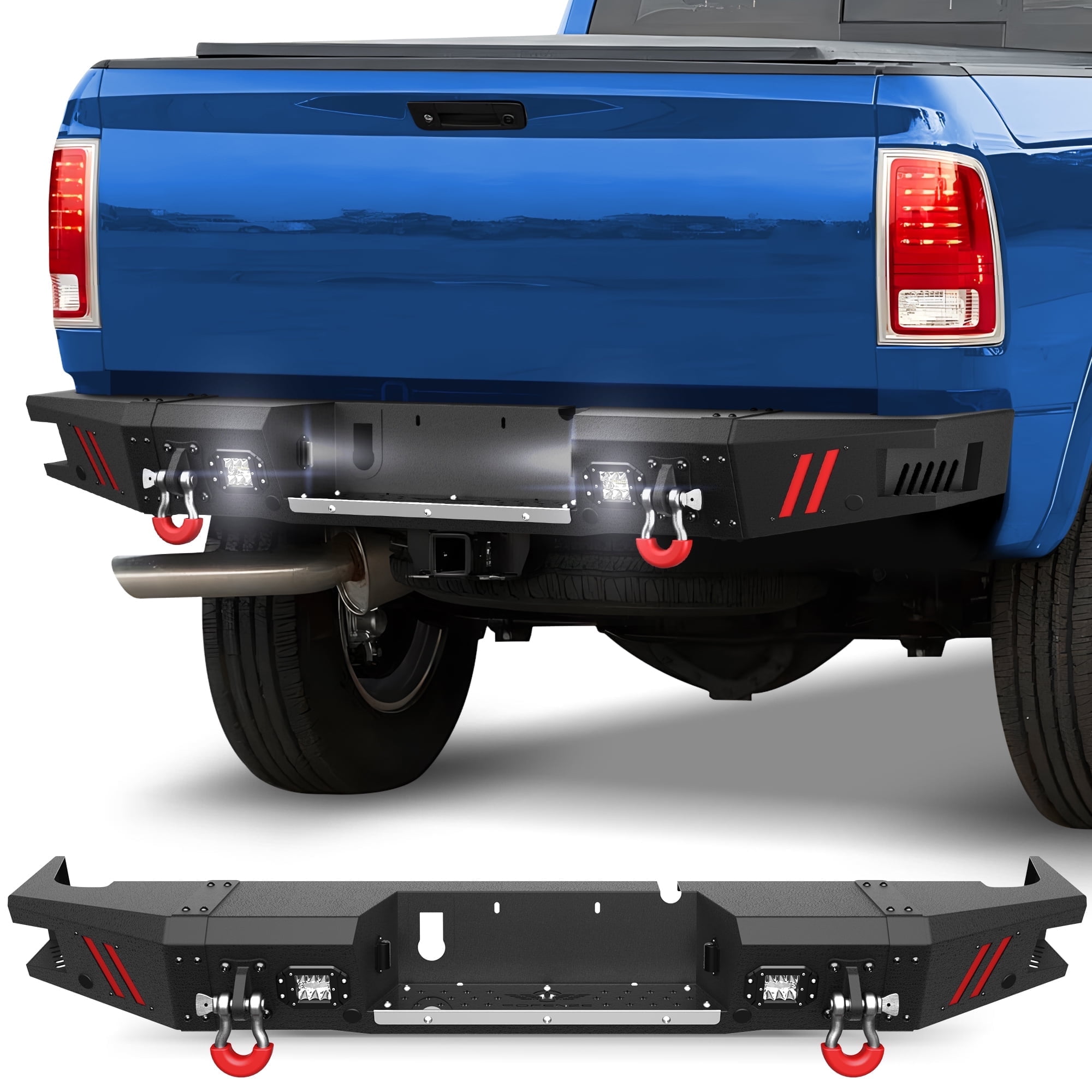 POFENZE Heavy Duty Rear Bumper for Dodge Ram 2500/3500 2010-2018 Pickup ...